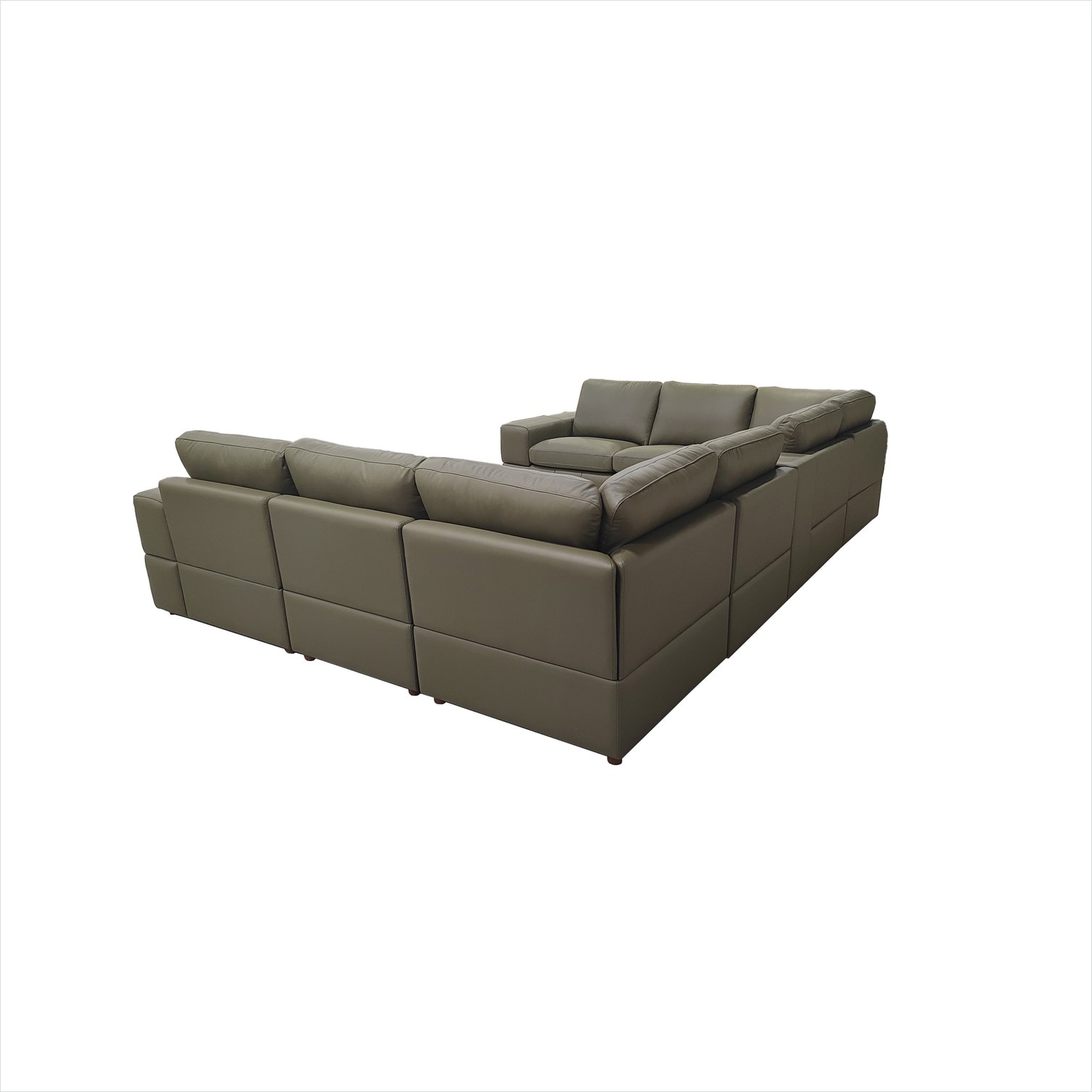 Watnature Modular L-shape sectional in green finish with leather match ...