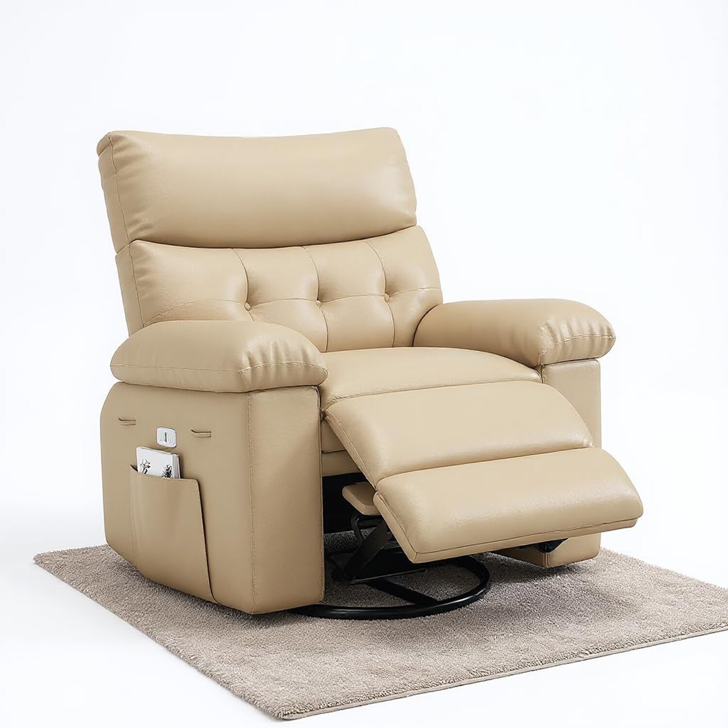 Qeetex Oversized Extra Wide Manual Recliner Chair in Faux PU Leather ...