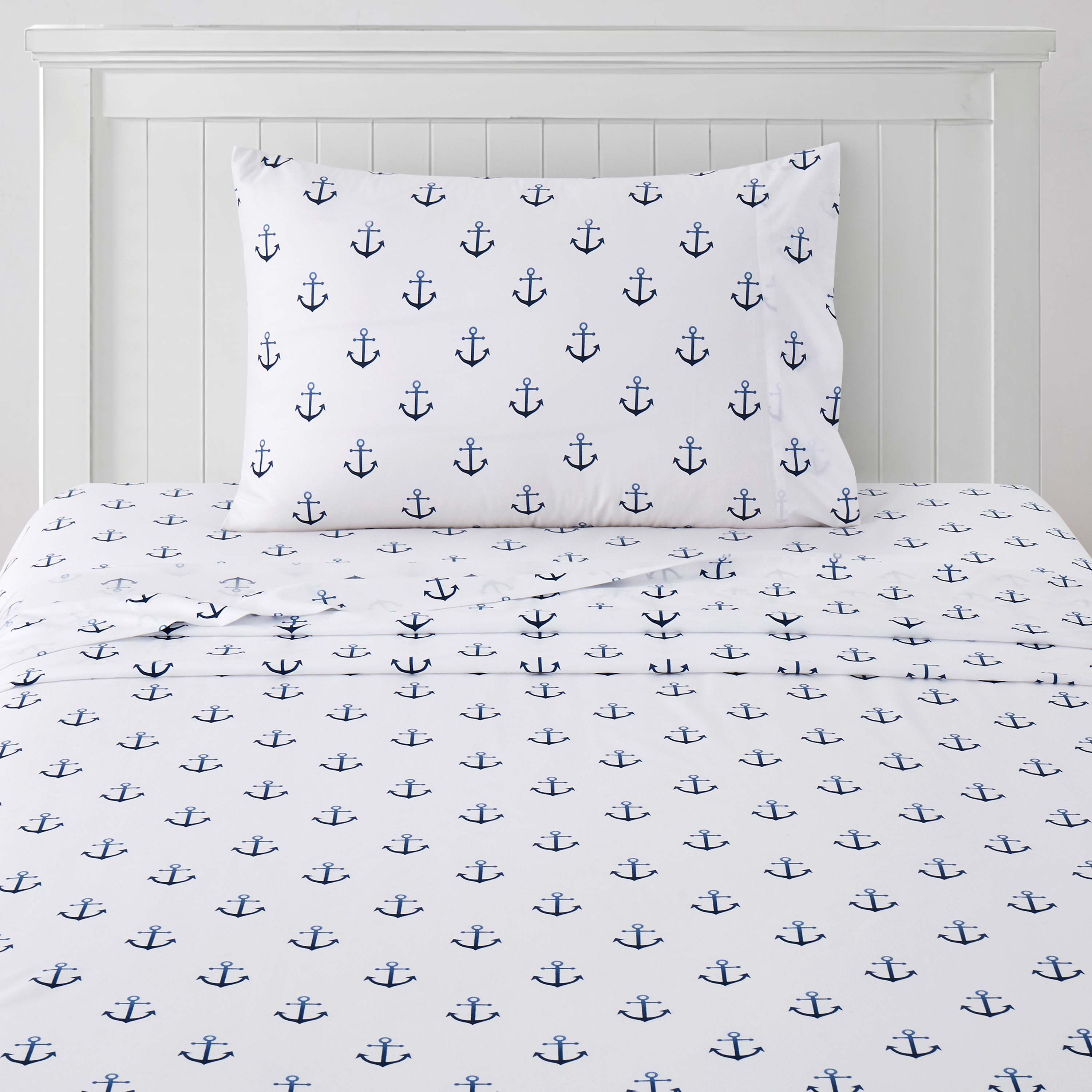 Sweet Home Collection Ship Anchors Printed Microfiber Kids' Sheet Set ...