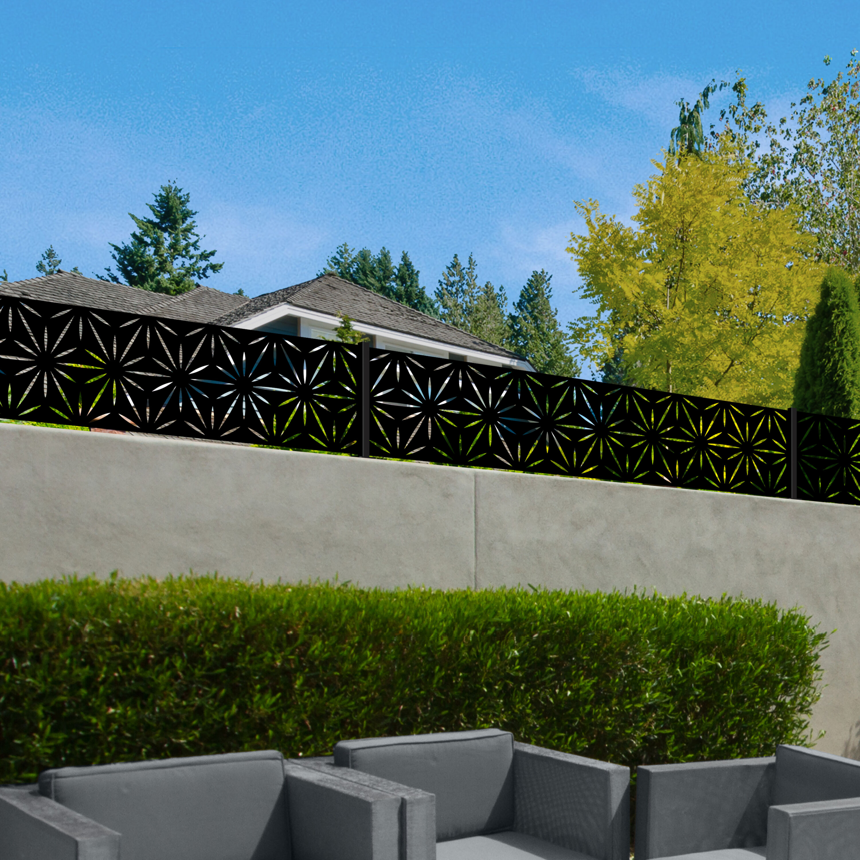 OUTDECO Wall Extension Post Black Powder-Coated Galvanized Steel Wall ...