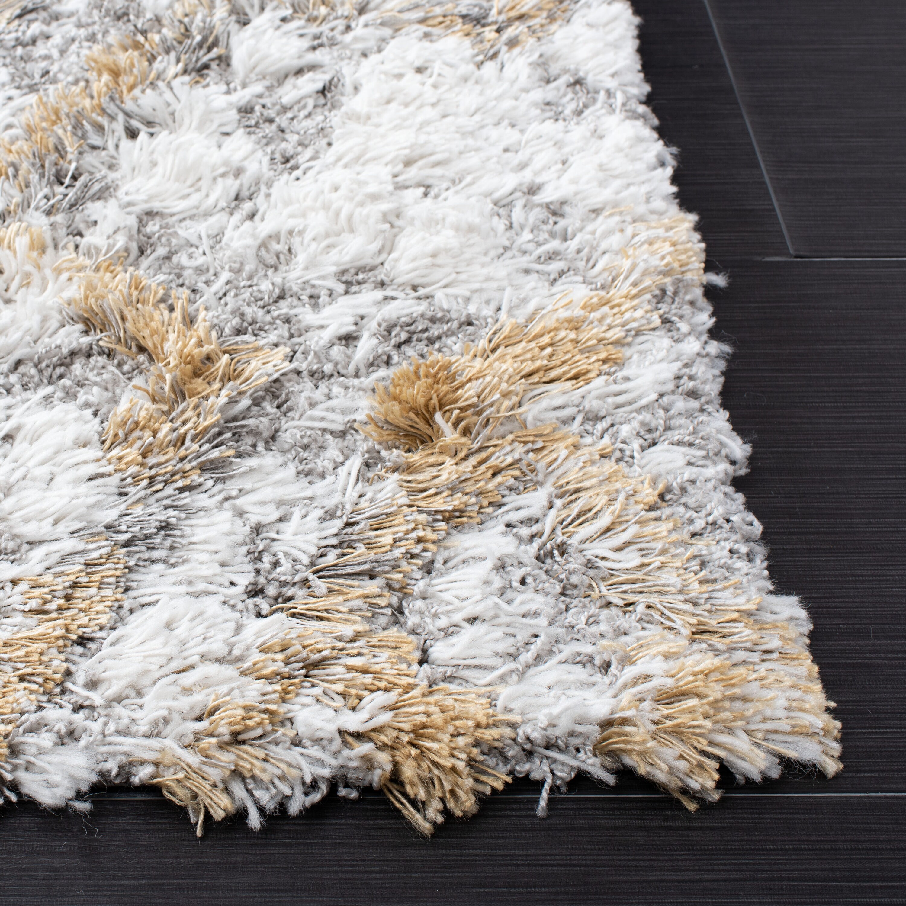 Safavieh Horizon Shag 894D Ivory / Gold 2ft x 8ft in the Rugs ...