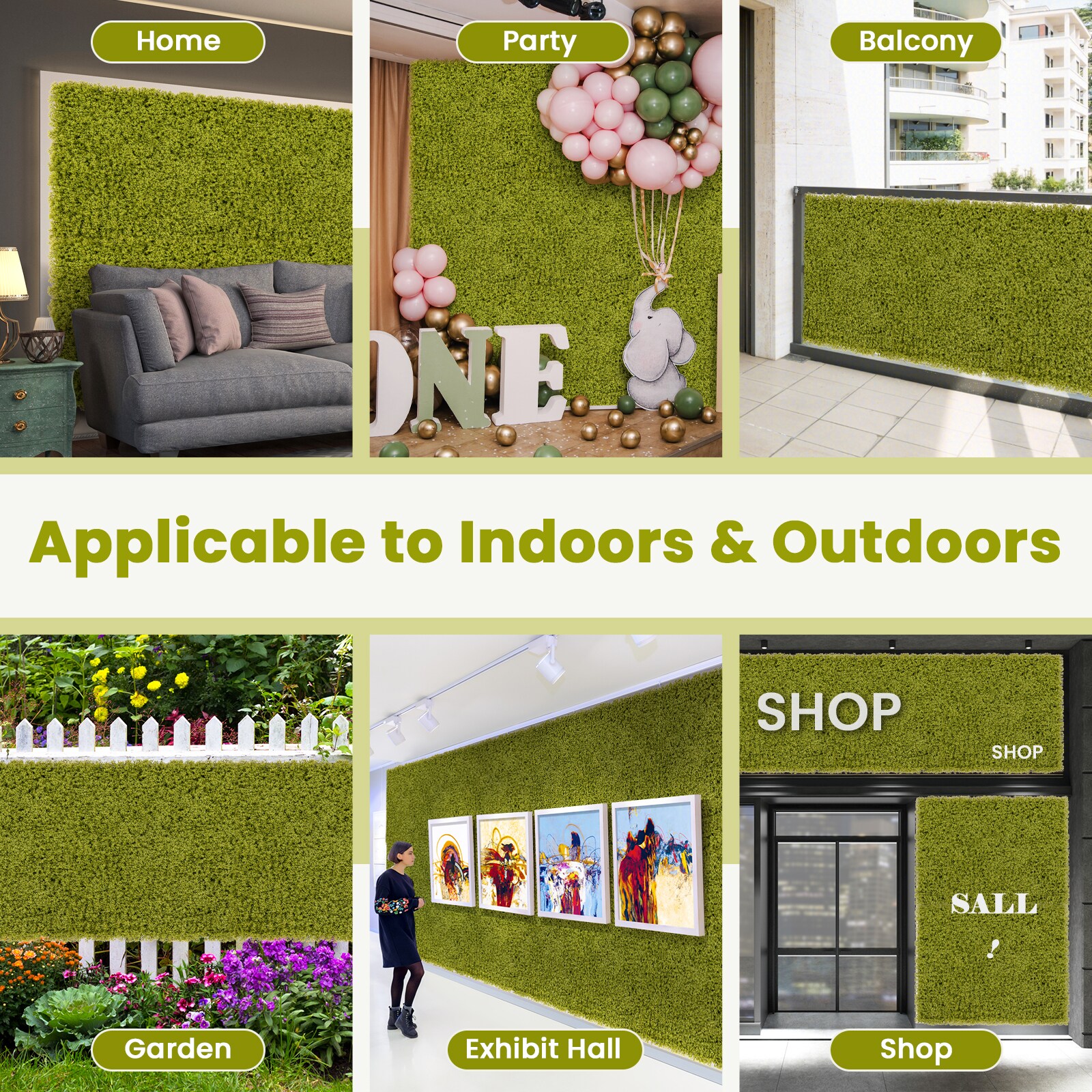 Volenca 12-Piece 20-in Artificial Grass Wall Panels Faux Greenery ...
