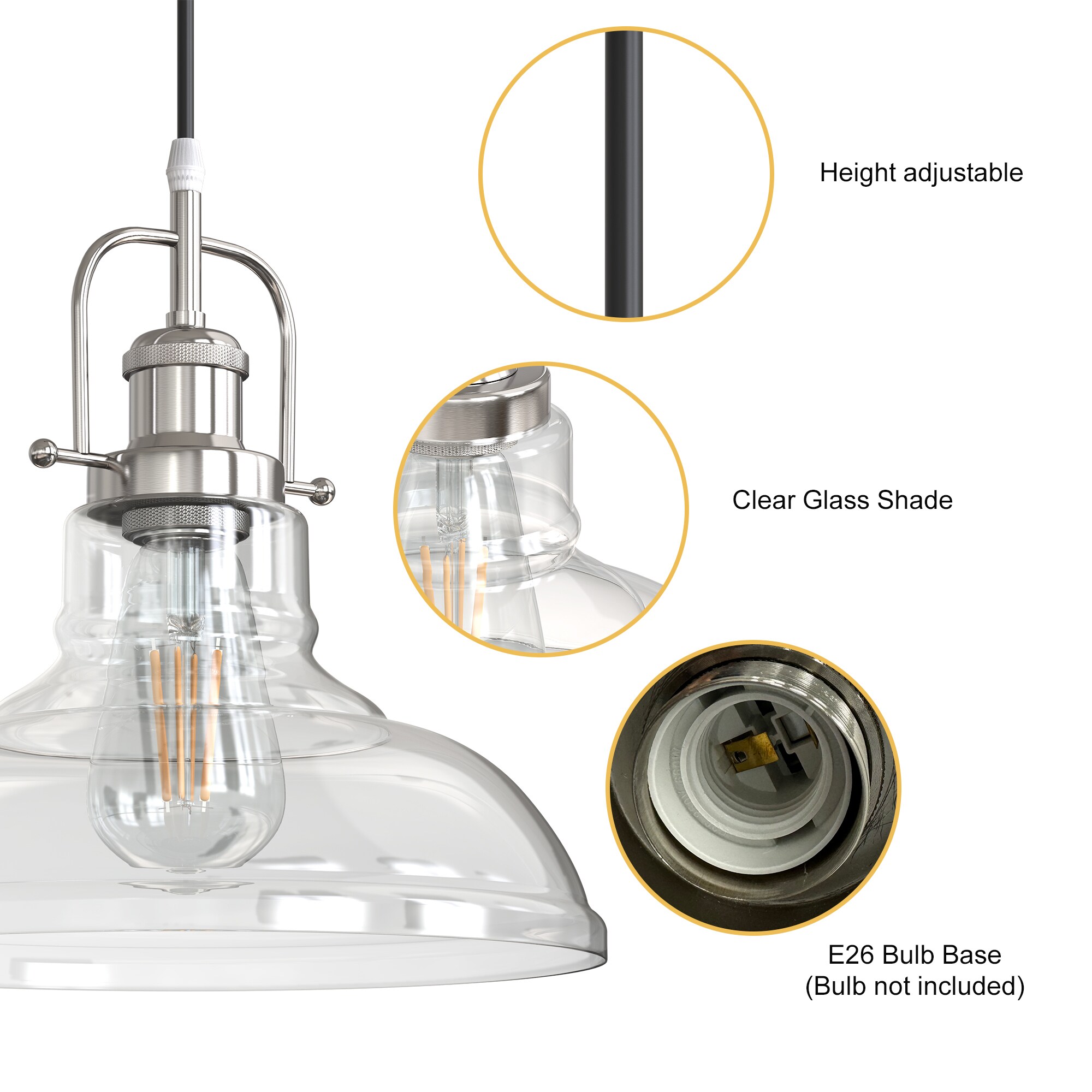 DORESshop 1 Light Brushed Nickel Modern Farmhouse Semi Flush Mount ...