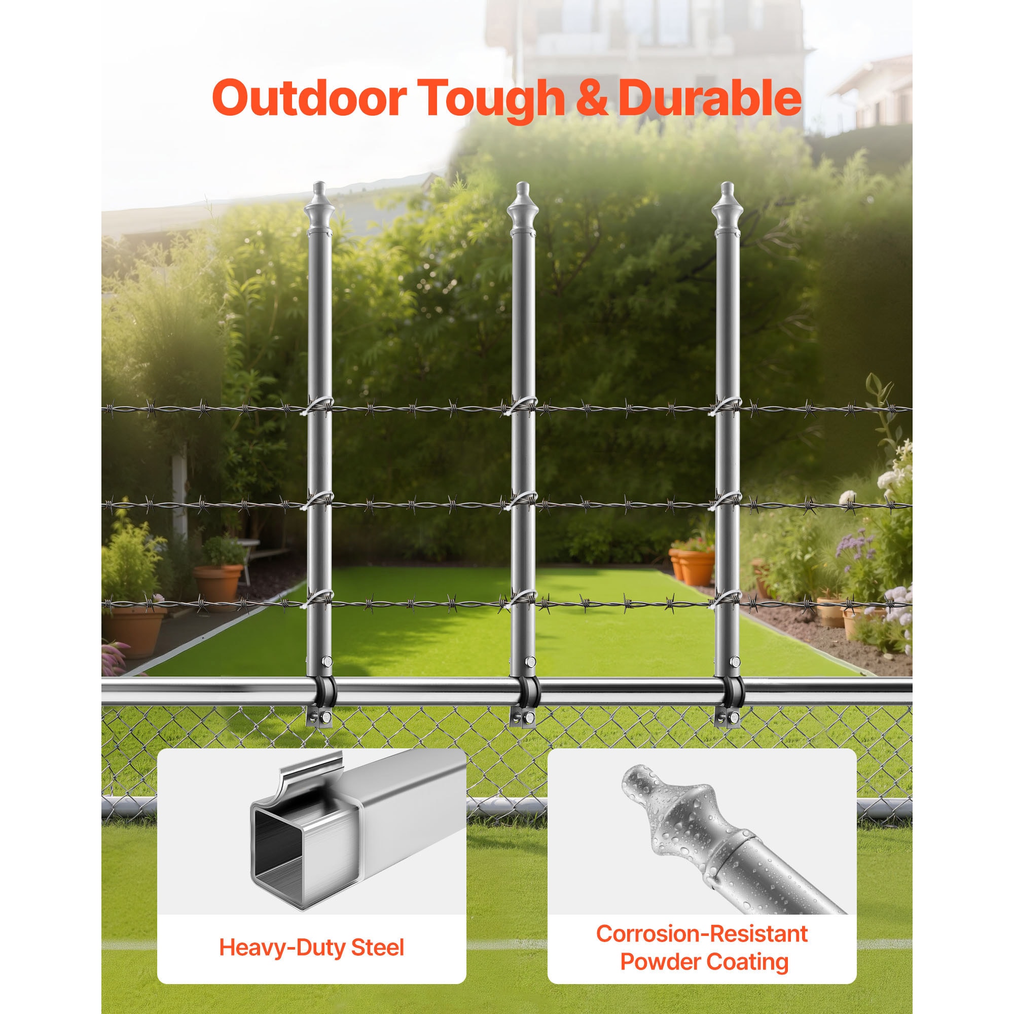 VEVOR Chain Link Fence Extensions 18 Packs 27.4in Extension Height ...