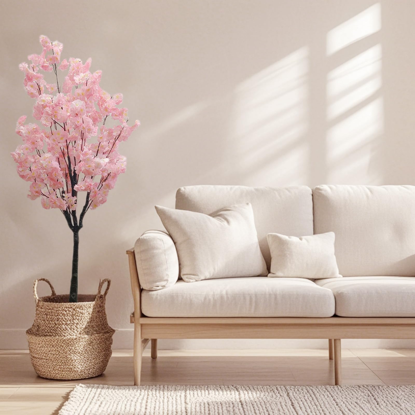 IdealHouse Lifelike Artificial Cherry Blossom Tree Handmade Pink Silk ...