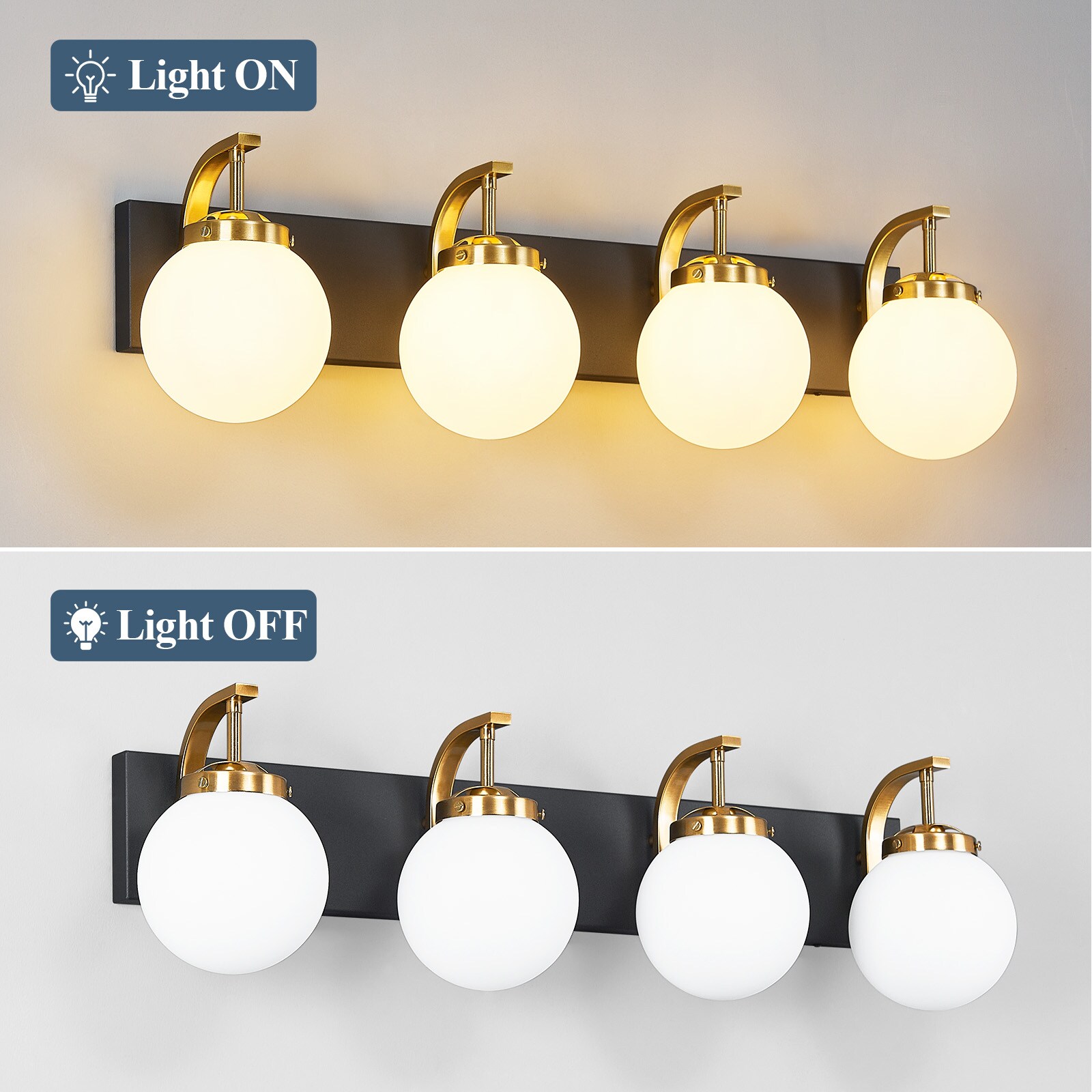 ZHLLMQ 4 Light Modern Vanity Wall Lamp with Glass Globe Shade Multi ...