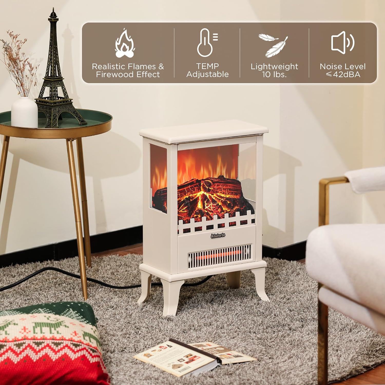 Garvee 17-in Black Electric Fireplace Stove Freestanding Heater 3D ...