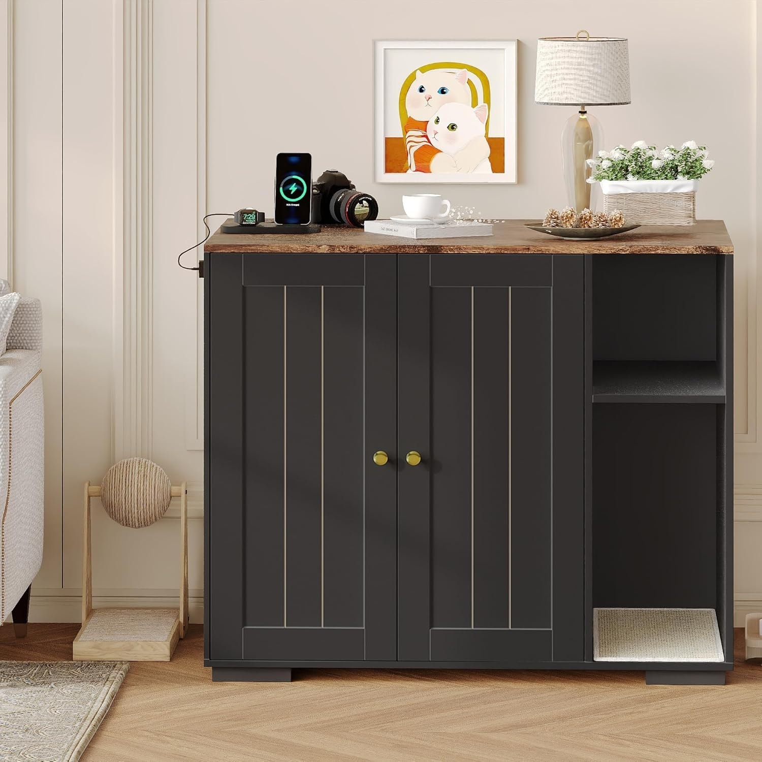 Garvee Cat Litter Box Enclosure Cabinet Large Furniture Hider with ...