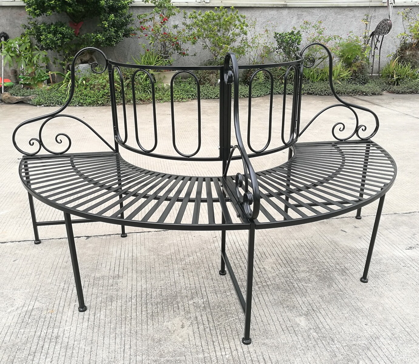 Hi-Line Gift Patio Bench 34-in W x 37-in H Black Steel Traditional ...