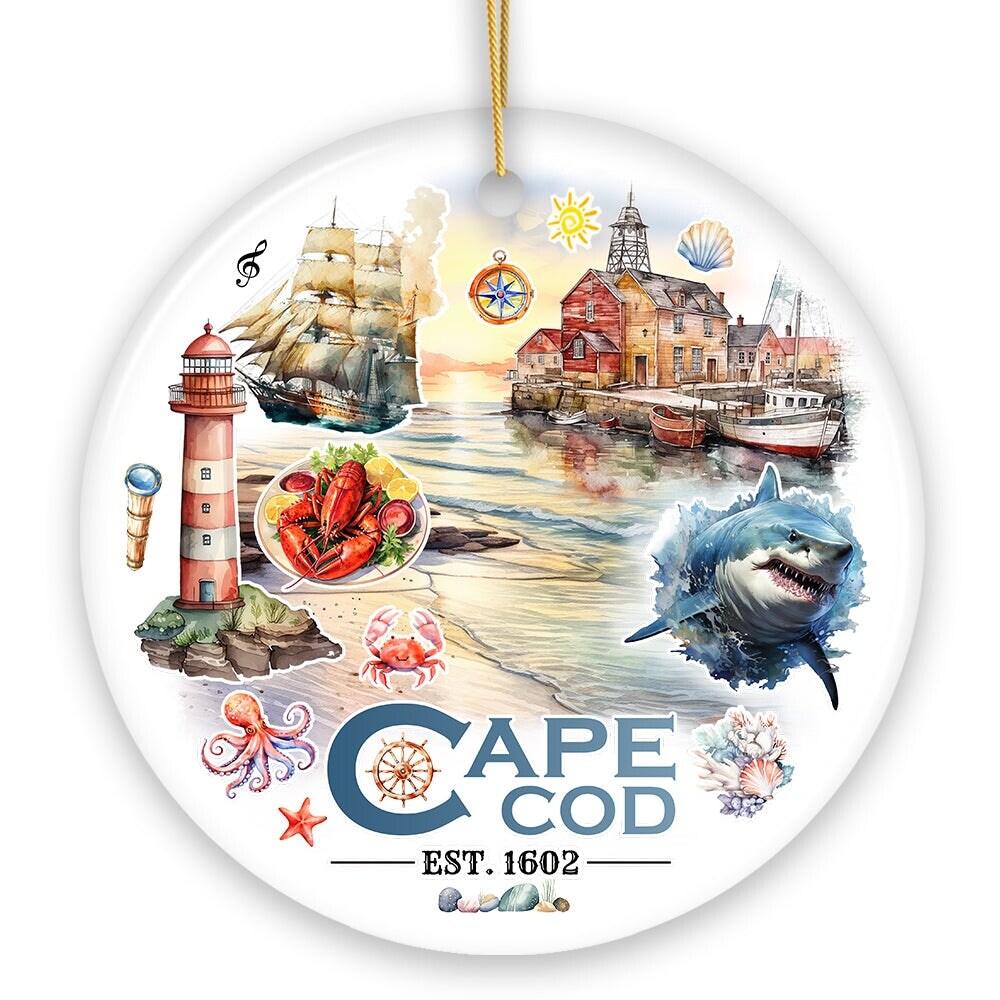 OrnamentallyYou Artistic Cape Cod Exhibit Ornament Massachusetts Landmark and Souvenir Gift in ...