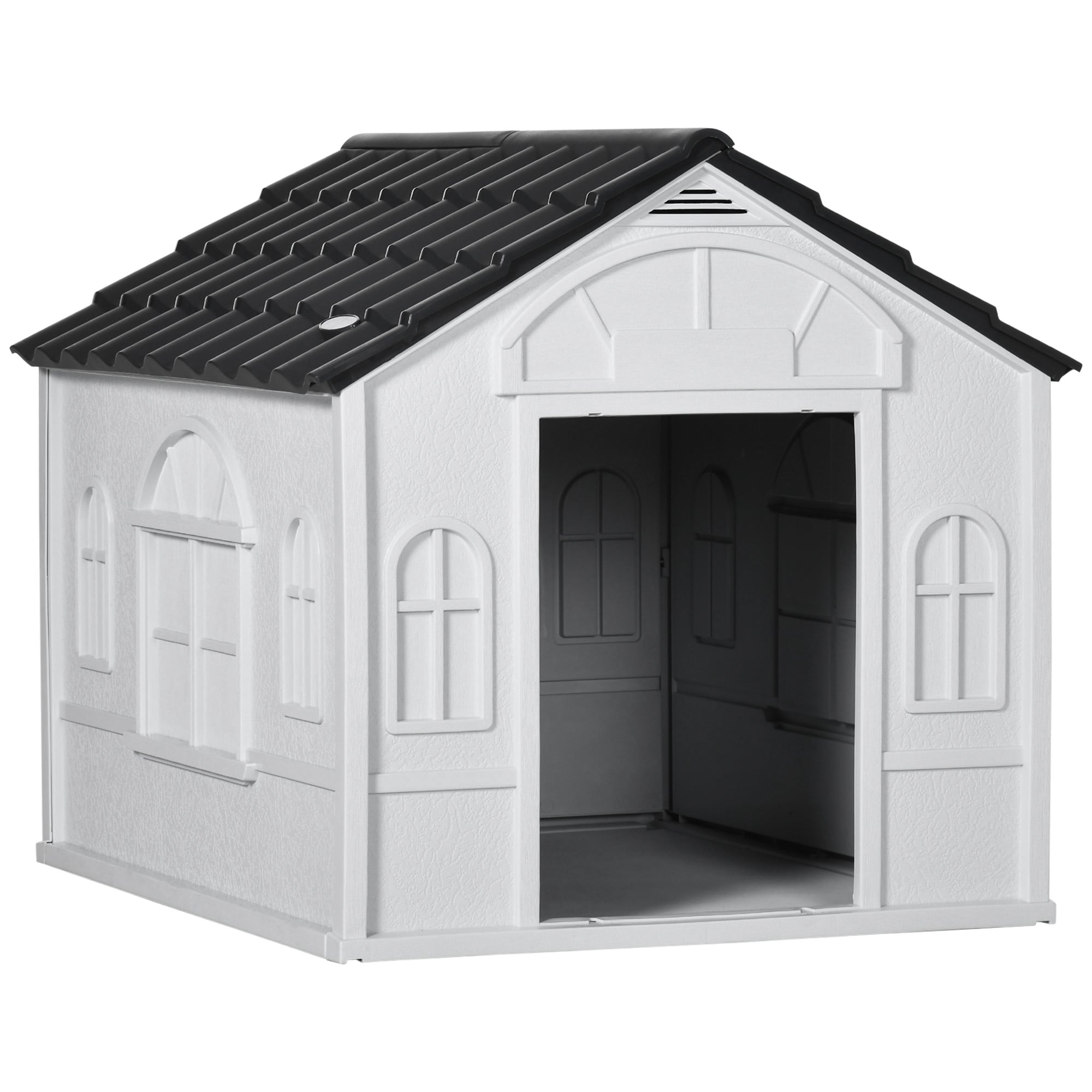 LUXEYARD PawHut Plastic Dog House Water Resistant Puppy Shelter Indoor ...