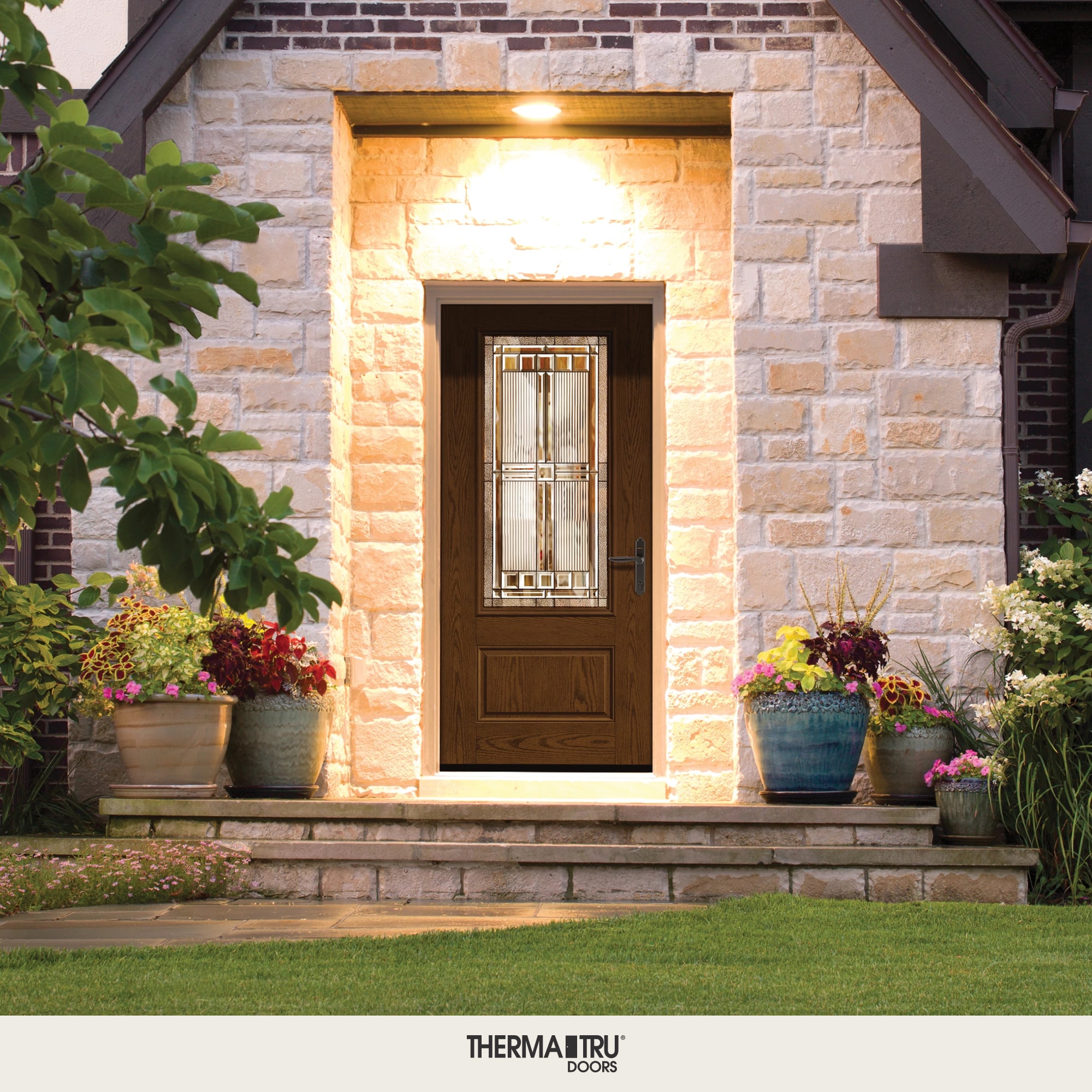 Therma-Tru Saratoga 36-in x 80-in x 6-9/16-in Fiberglass Right-hand ...
