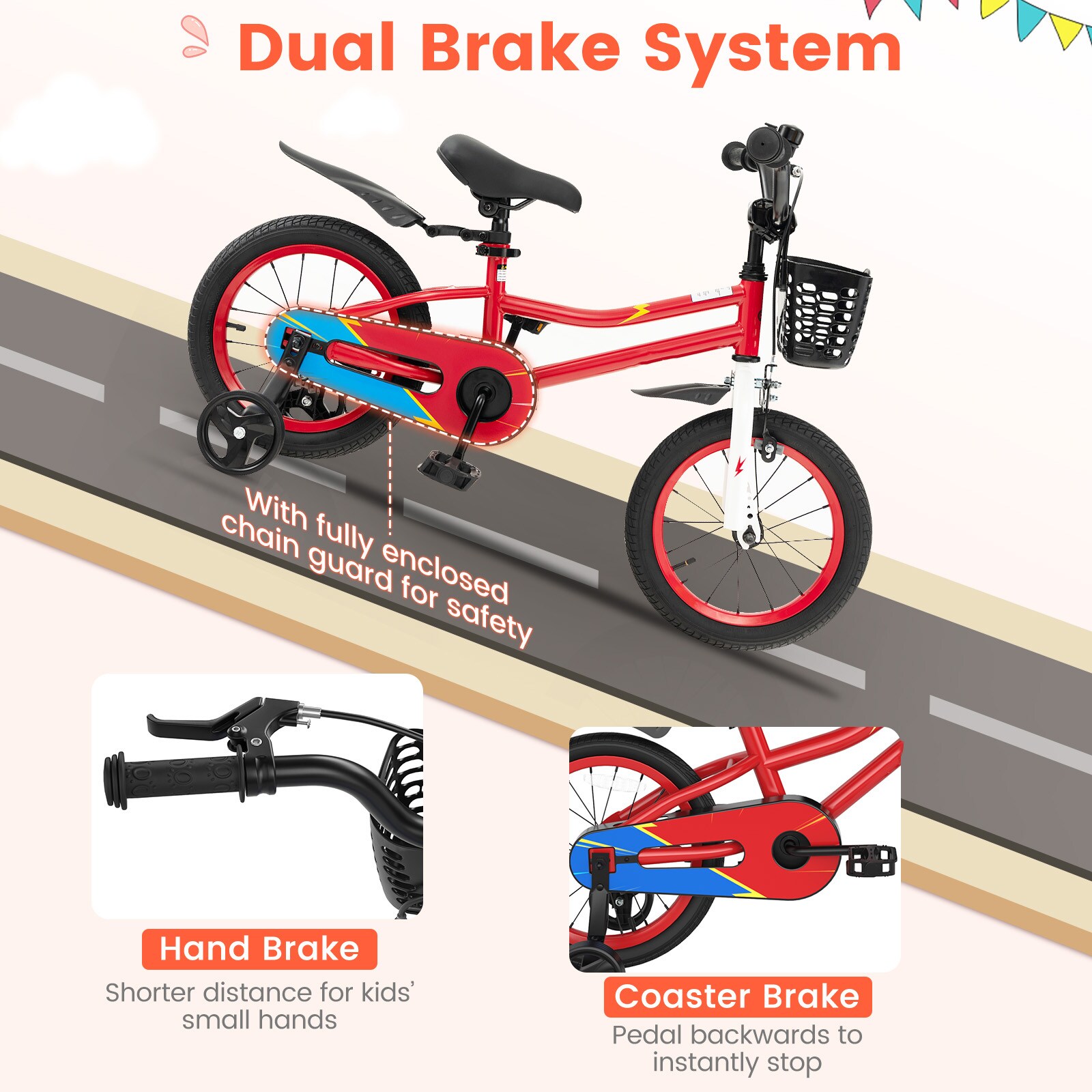 Slickblue 14 in Kids Bicycle Boys Girls Bike with Training Wheels and ...