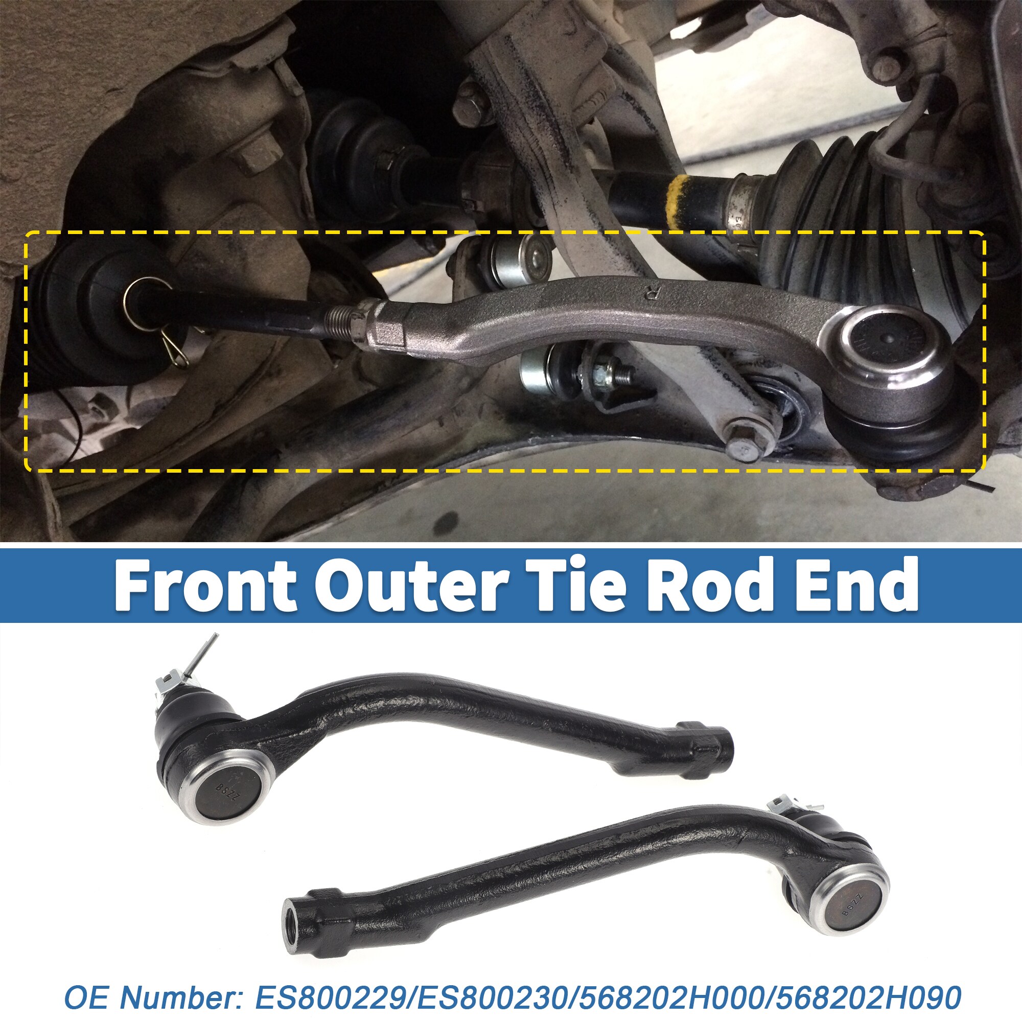 Unique Bargains 2pcs Front Outer Tie Rod Ends Kit Suspension Steering ...
