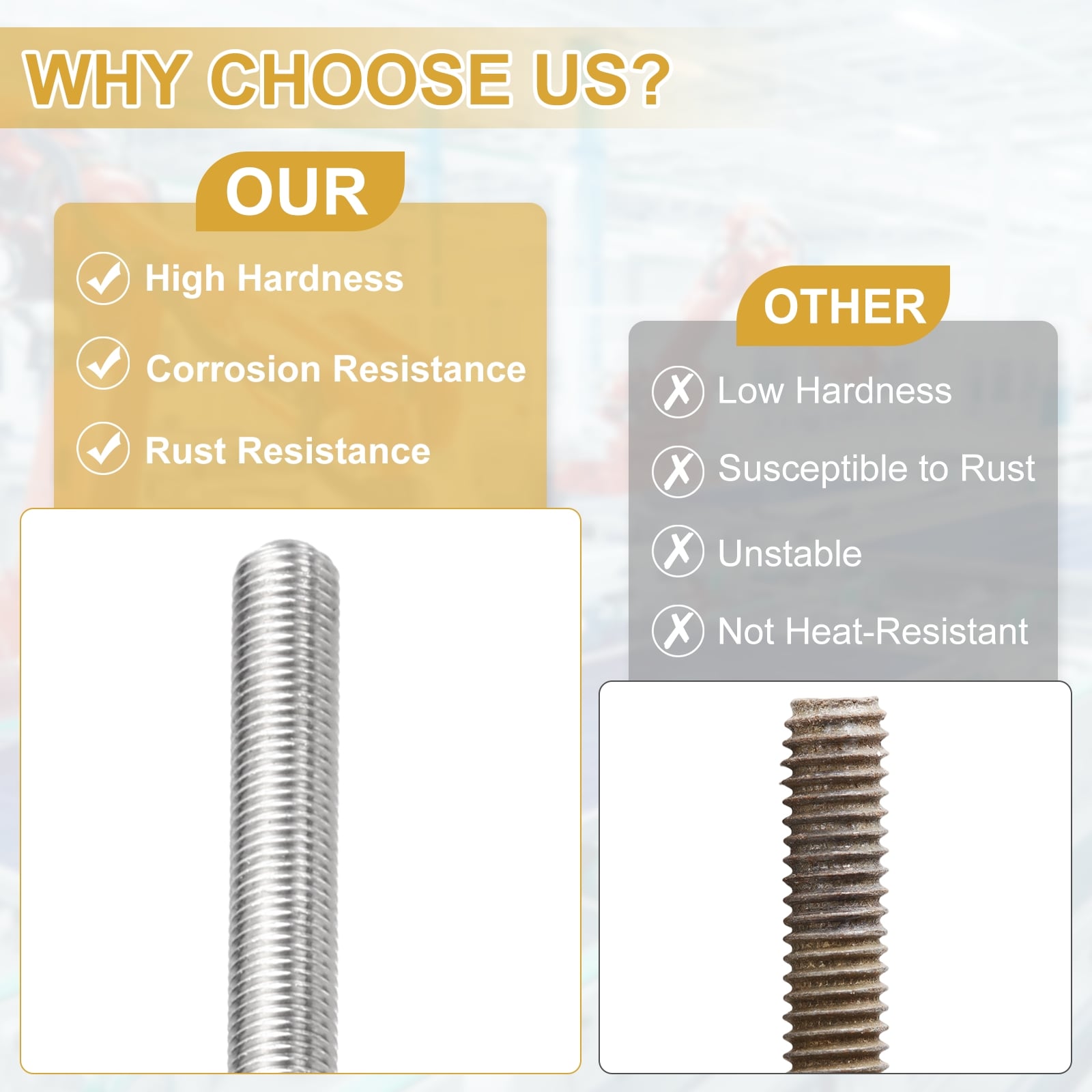 Unique Bargains 2pcs Fully Threaded Rod M14 x 1.5mm Pitch 304 Stainless ...