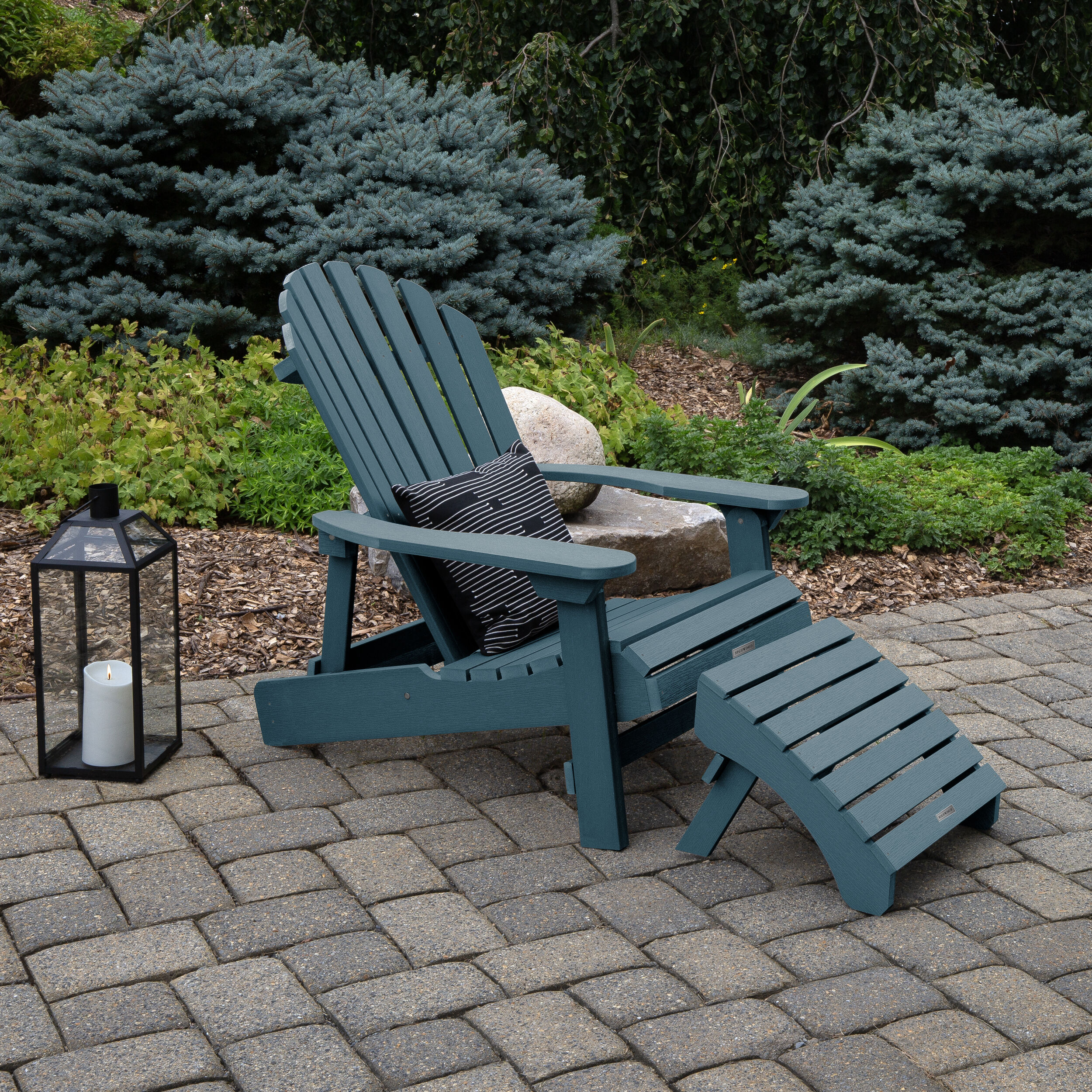 highwood The Adirondack Nantucket Blue Plastic Frame Stationary ...