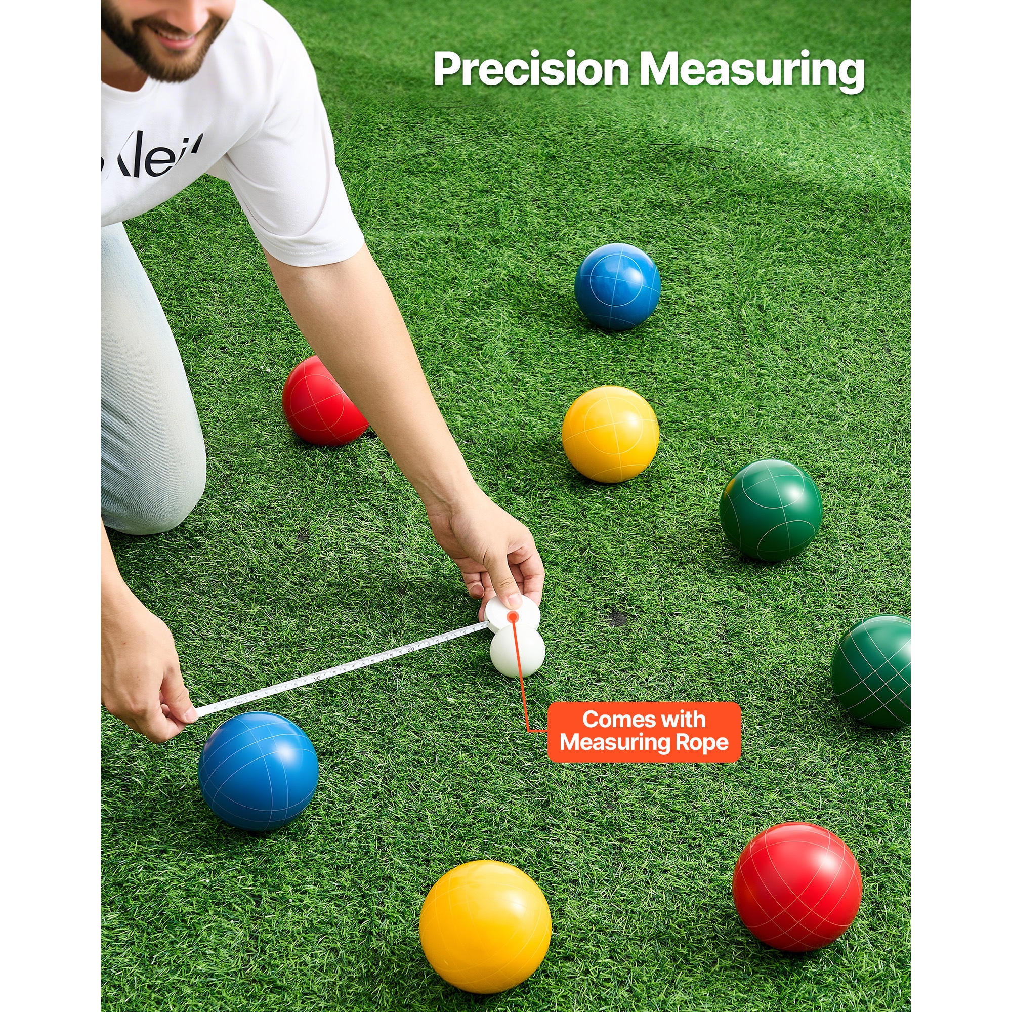 VEVOR Bocce Ball Set 100 mm with 8 Resin Balls Pallino Carrying Bag and ...
