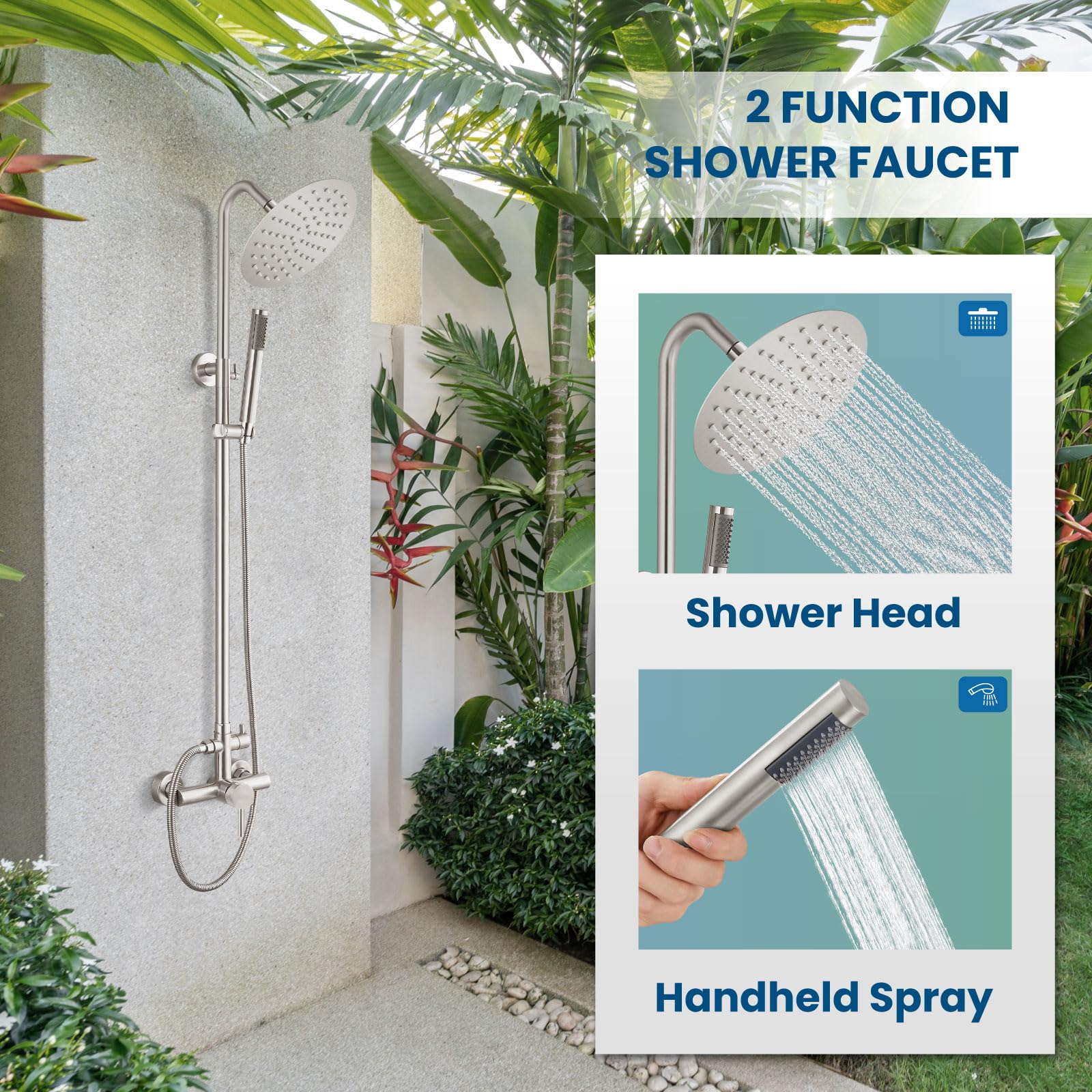 Yichuhaoxi Outdoor Shower Kit SUS304 Stainless Steel Wall Mount High ...