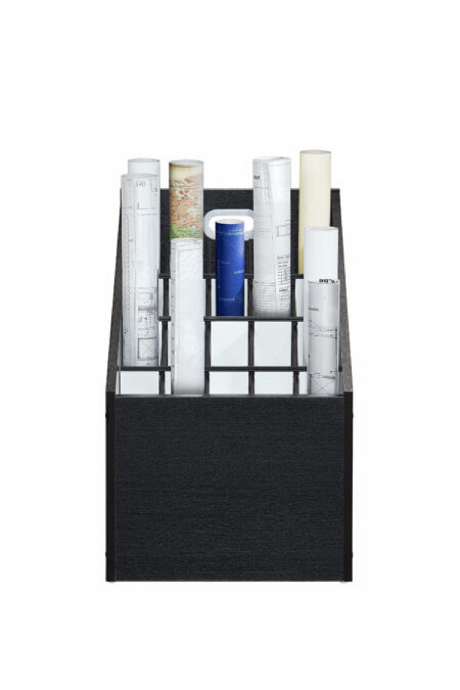 AdirOffice Wooden 20-slot Upright Roll File Storage, Black 628-WBLK at ...