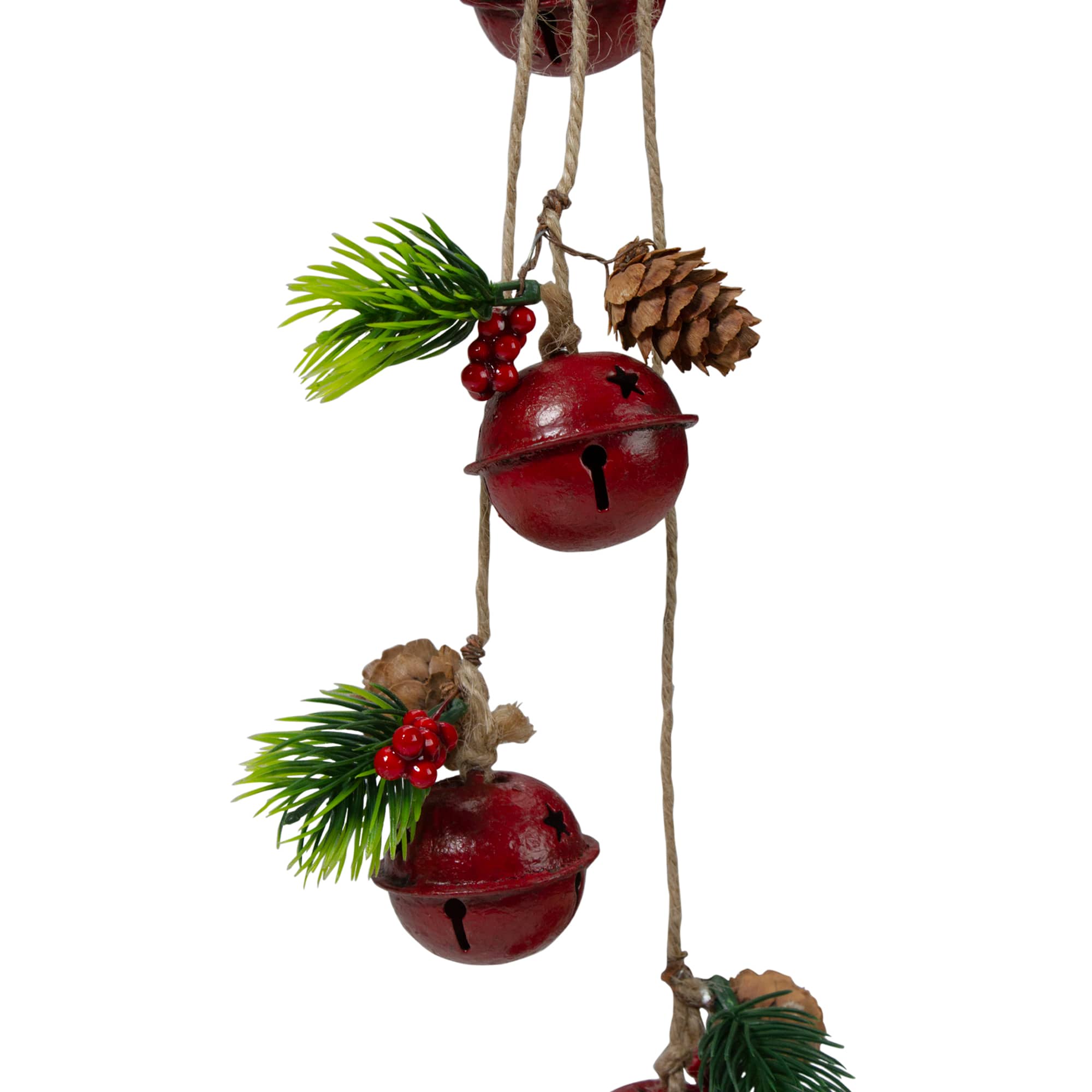 Northlight 15 inch Pine and Red Jingle Bell Christmas Door Hanger with ...