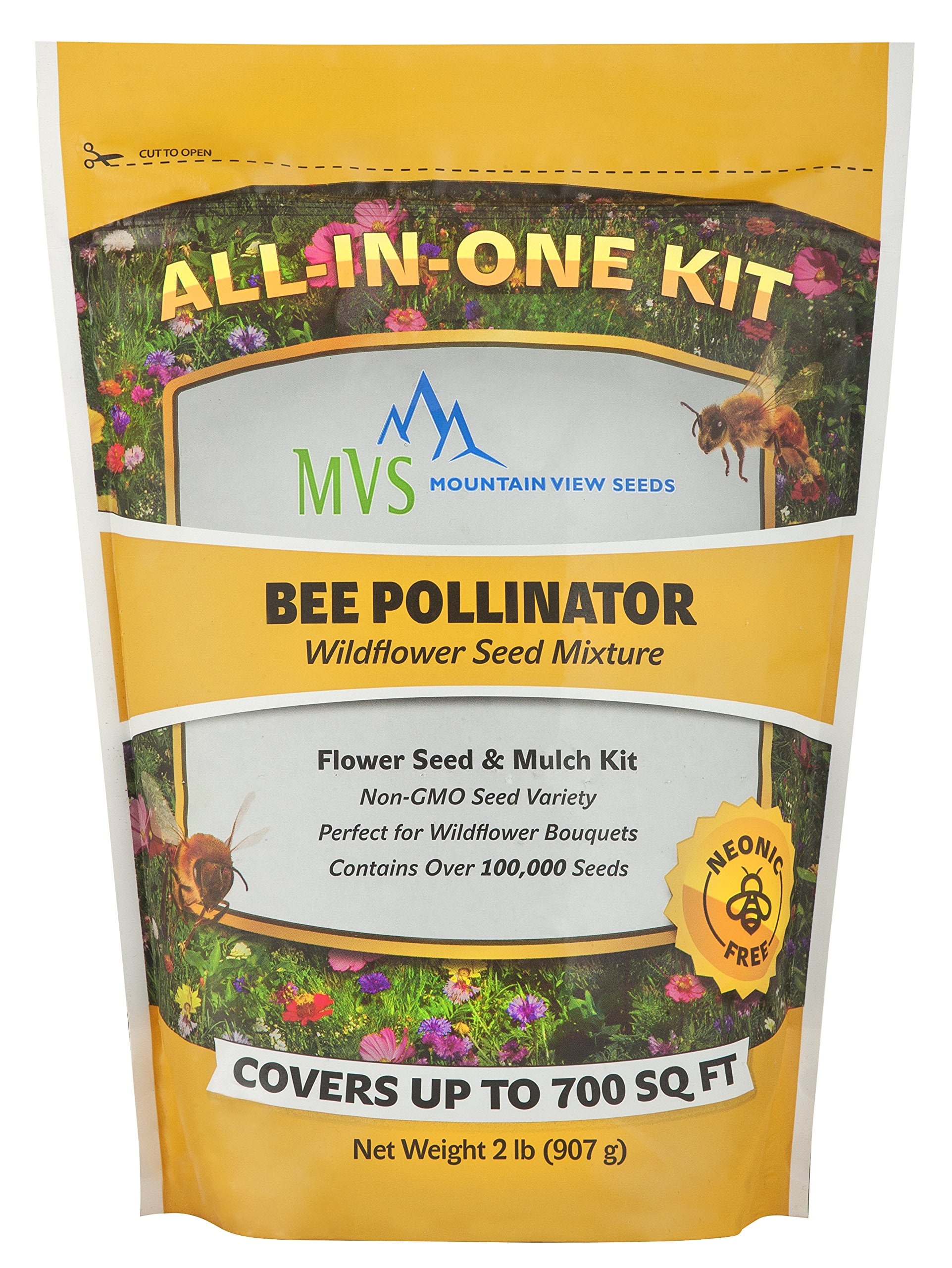 Mountain View Seeds MOUNTAIN VIEW SEED Bee Pollinator Wildflower Mix 2 ...