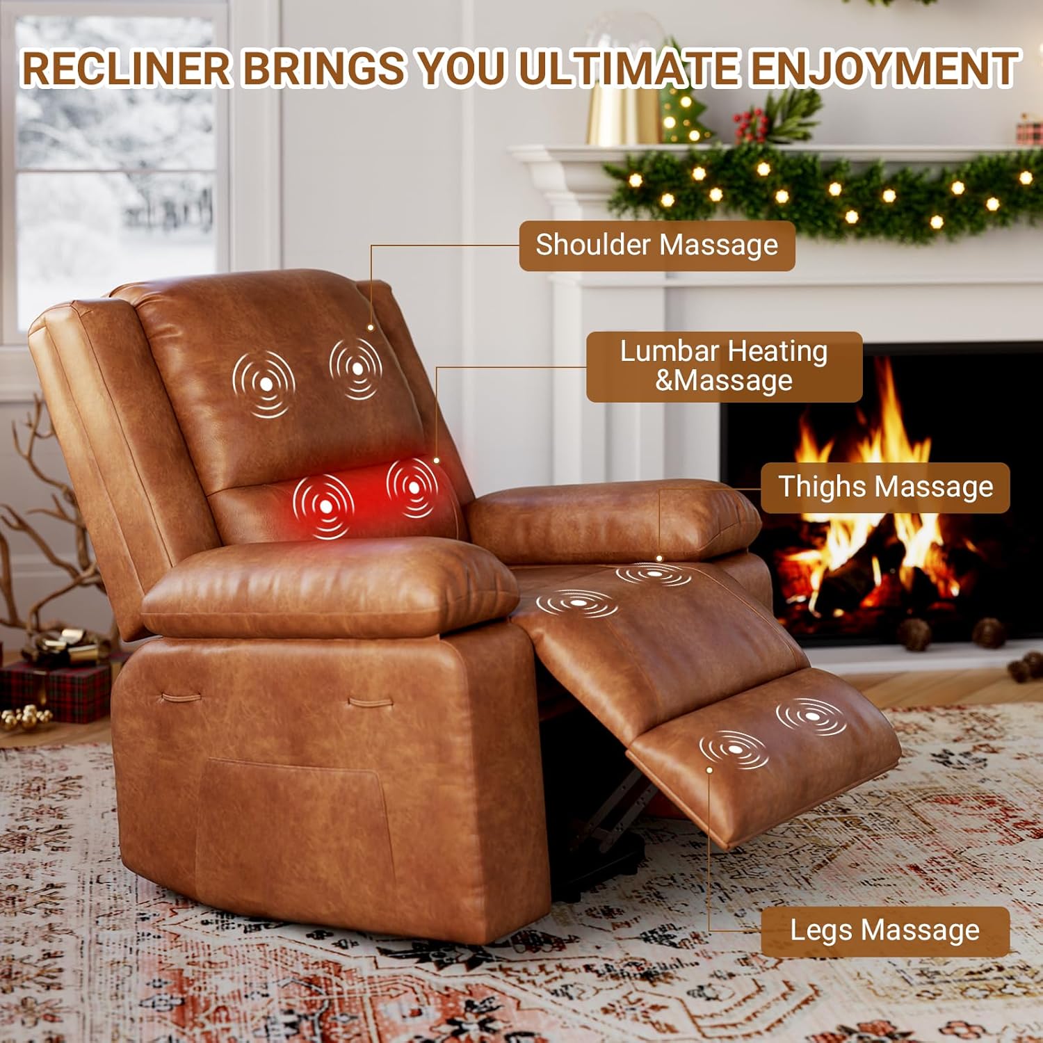 Garvee PU Leather Power Lift Recliner Chair with Massage and Heat ...