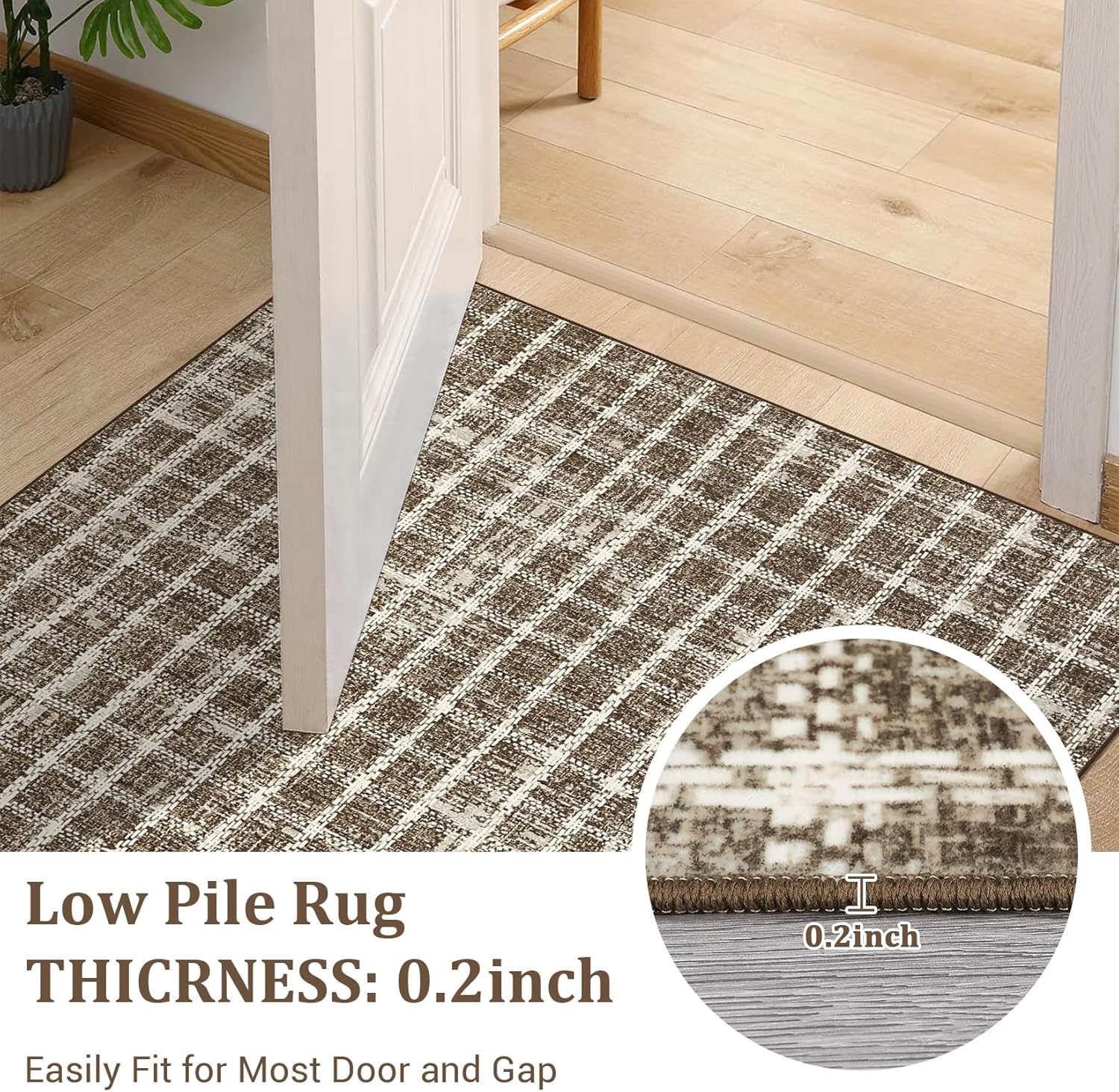 IdealHouse 4x6 FT Rug Non Slip Washable Low Pile Carpet Checkered ...