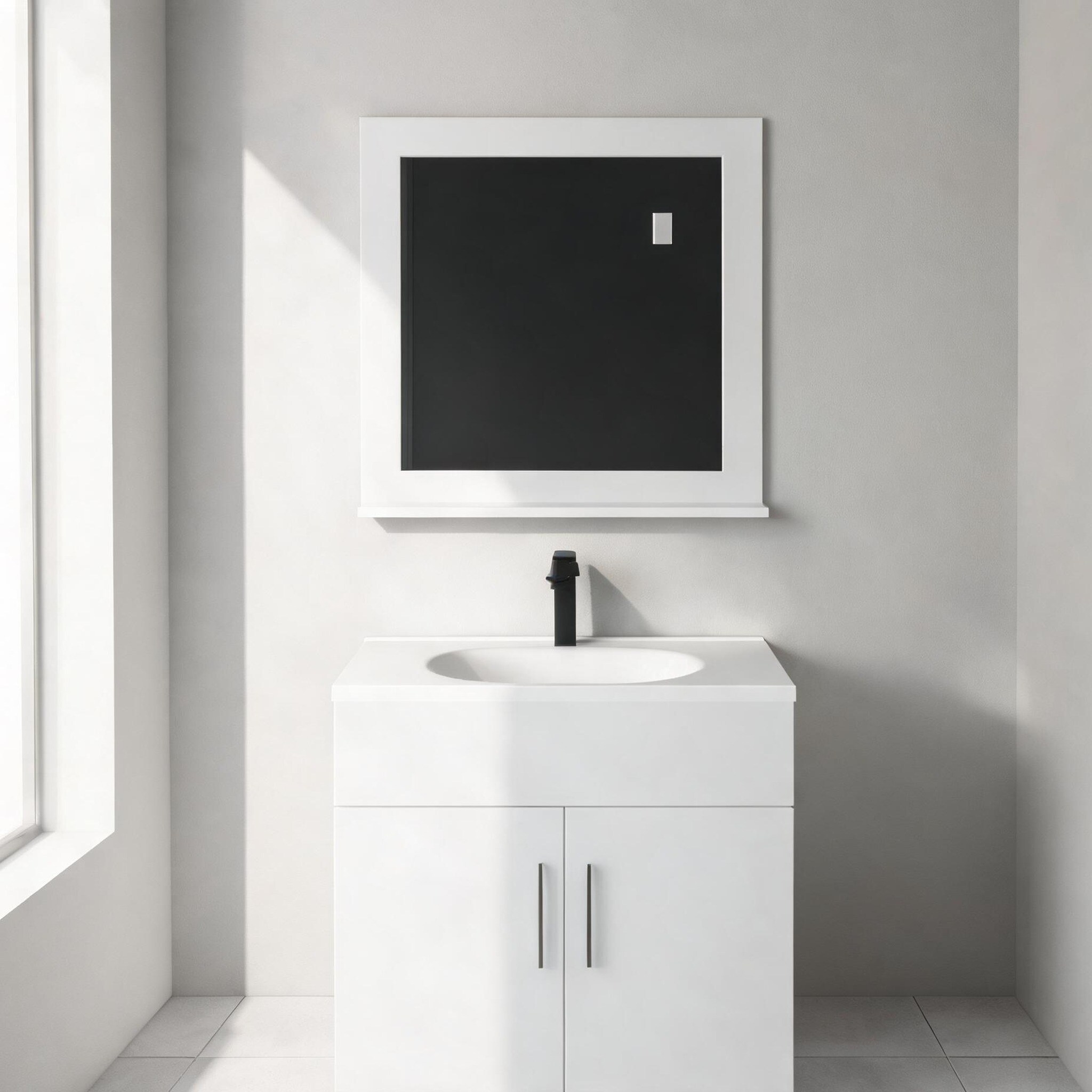 Watnature MDF Contemporary Wall-Mounted Bathroom Mirror Storage Cabinet ...