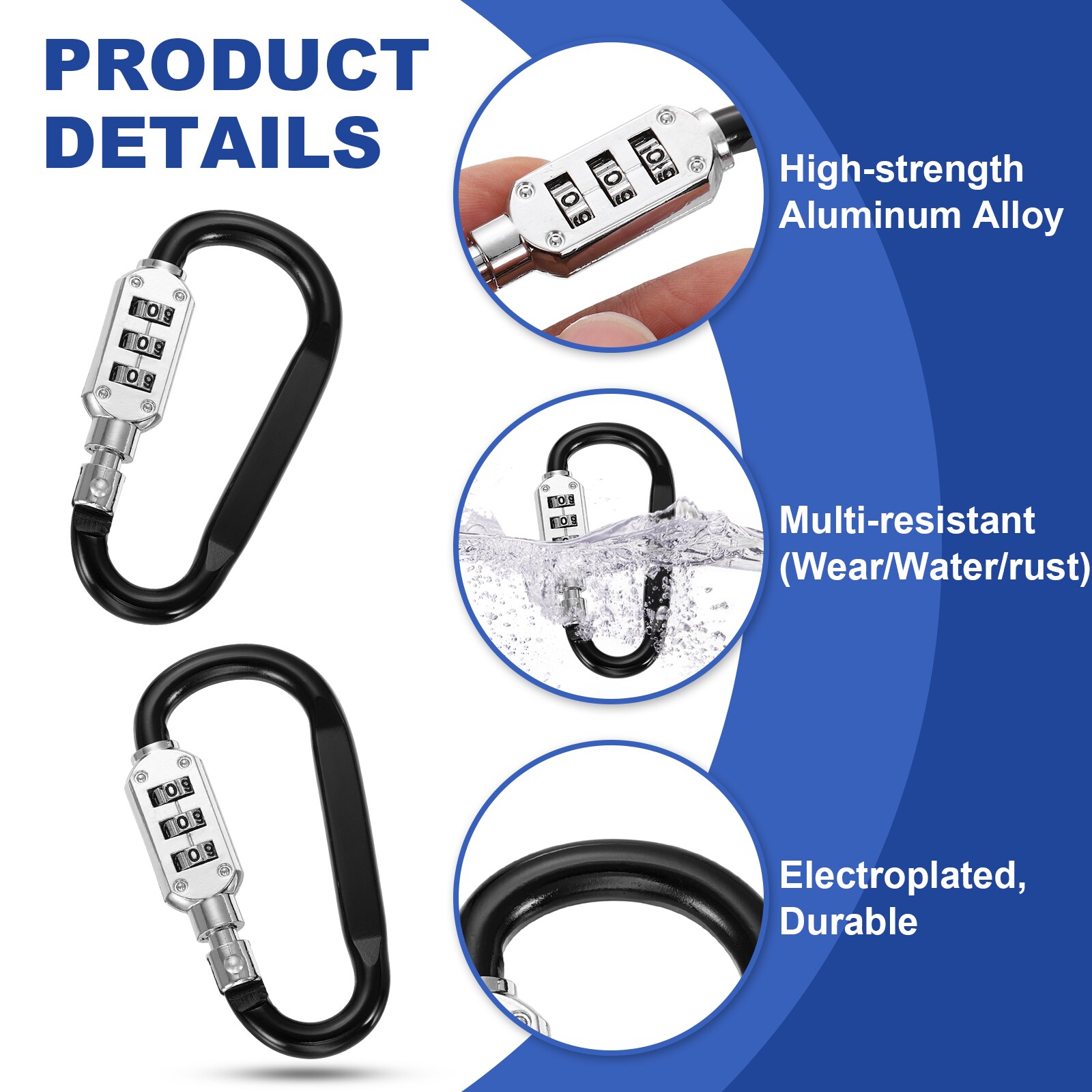 PATIKIL 3 Inch Combination Locks 3 Digit Locking Combination Clip Combo ...