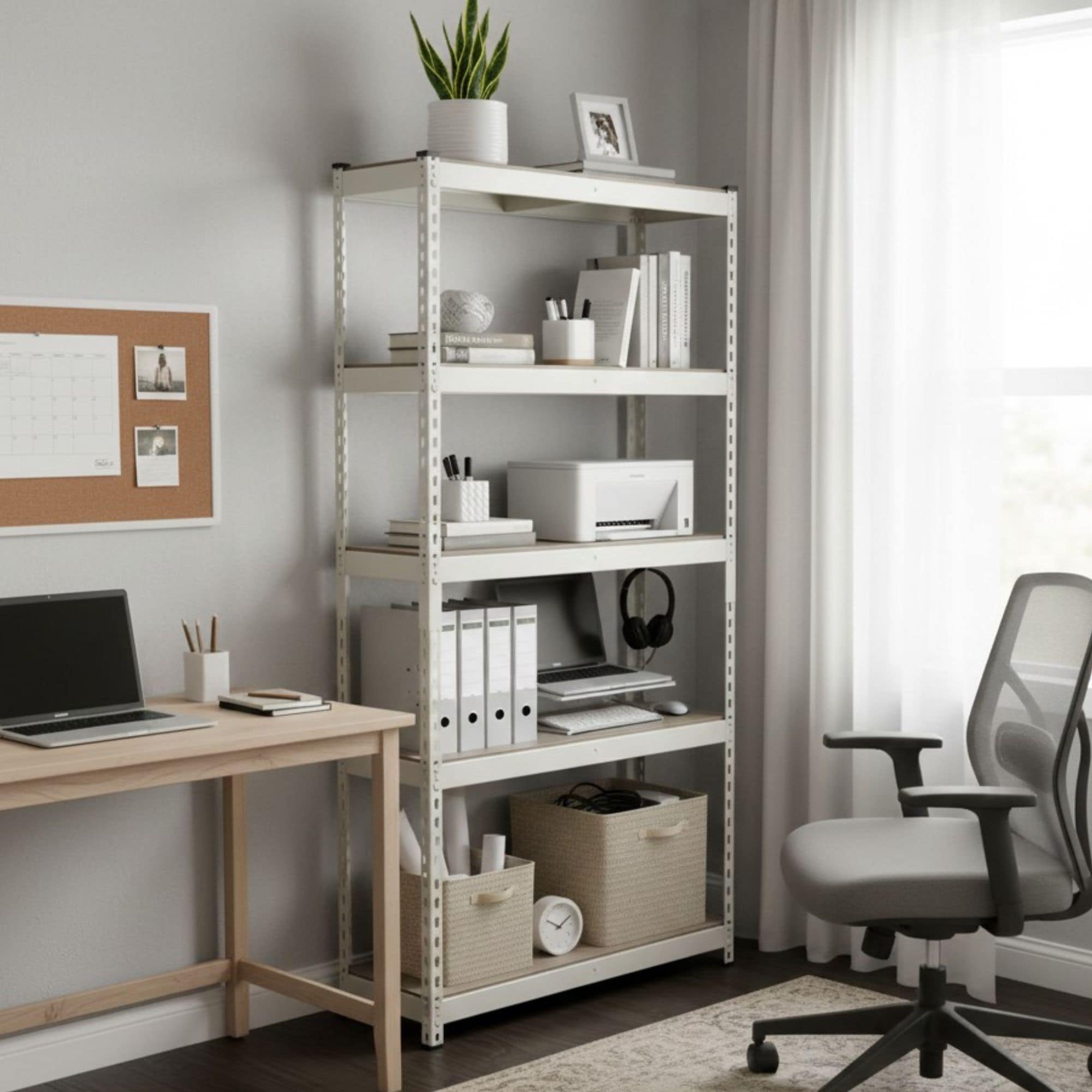 AR Shelving 36-in W x 12-in D x 72-in H 5 -Tier White Metal and Wood ...