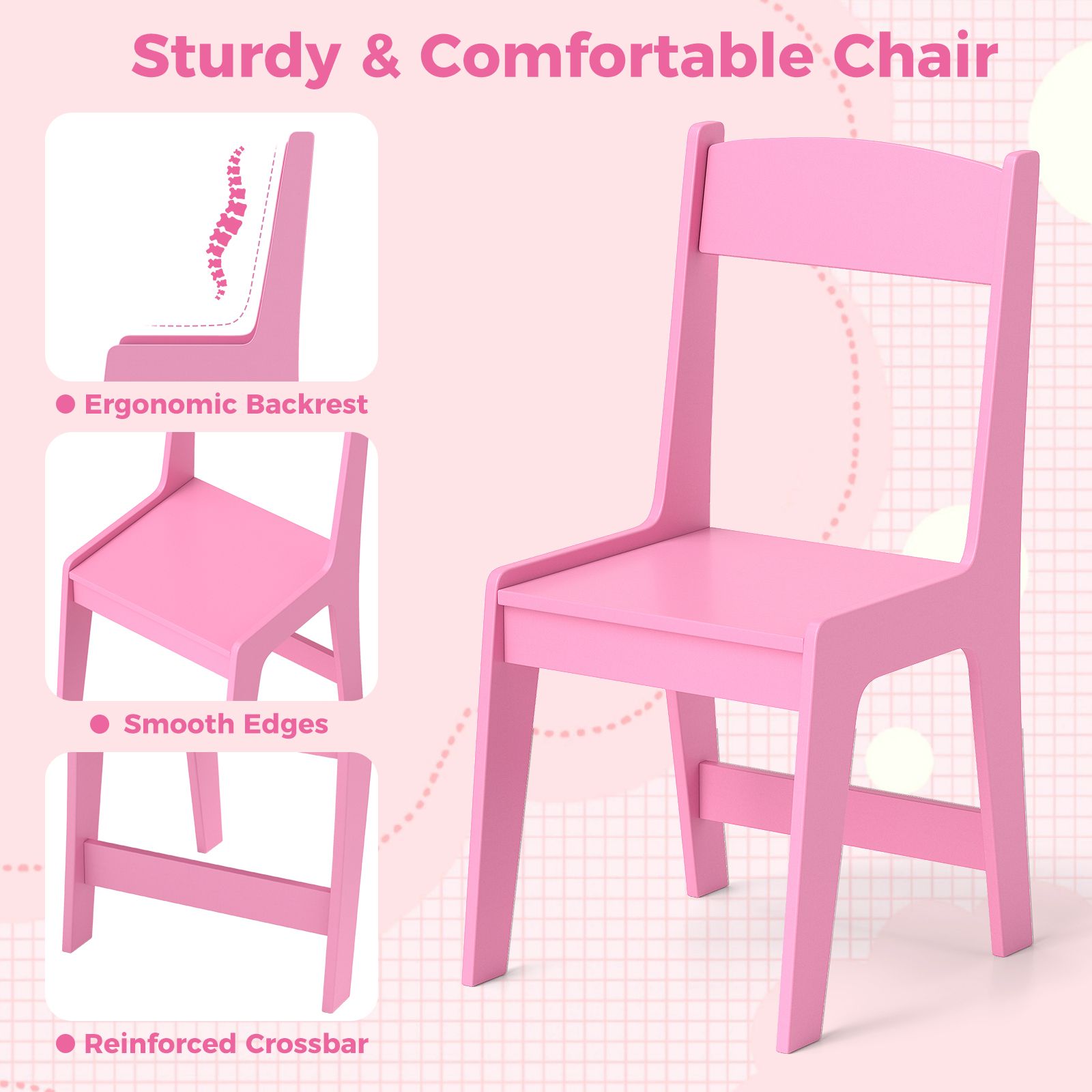 Slickblue Kids Pink/White Rectangular Table and Chair Set with Storage ...