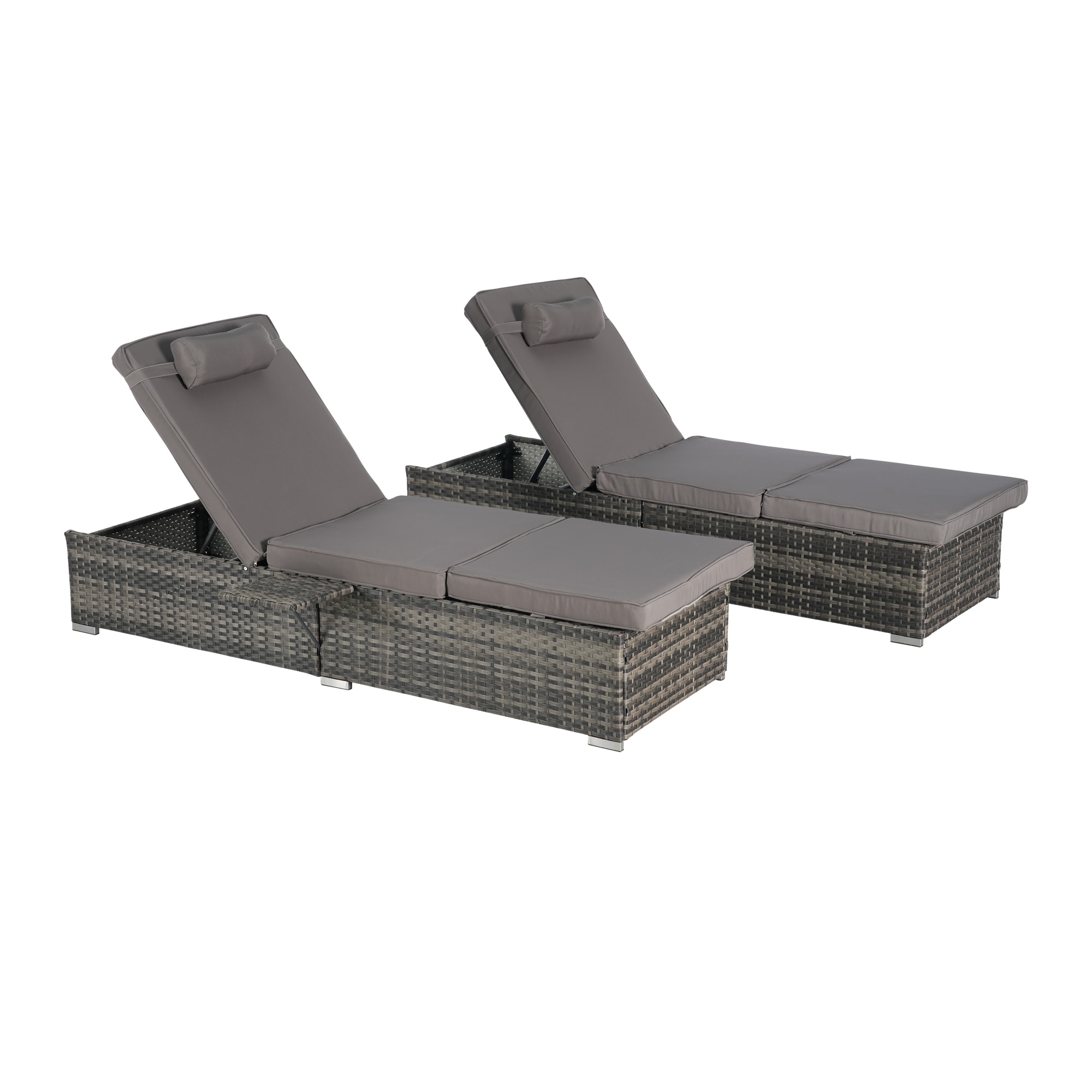 Gaierptone Lounge Chair Set of 2 Rattan Dark Gray Steel Frame Spring ...