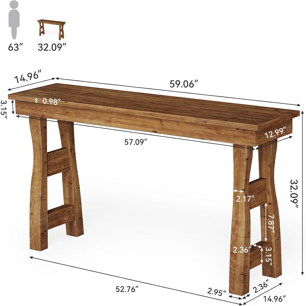 Tribesigns Solid Wood Console Table for Entryway 59 inches Long Sofa ...