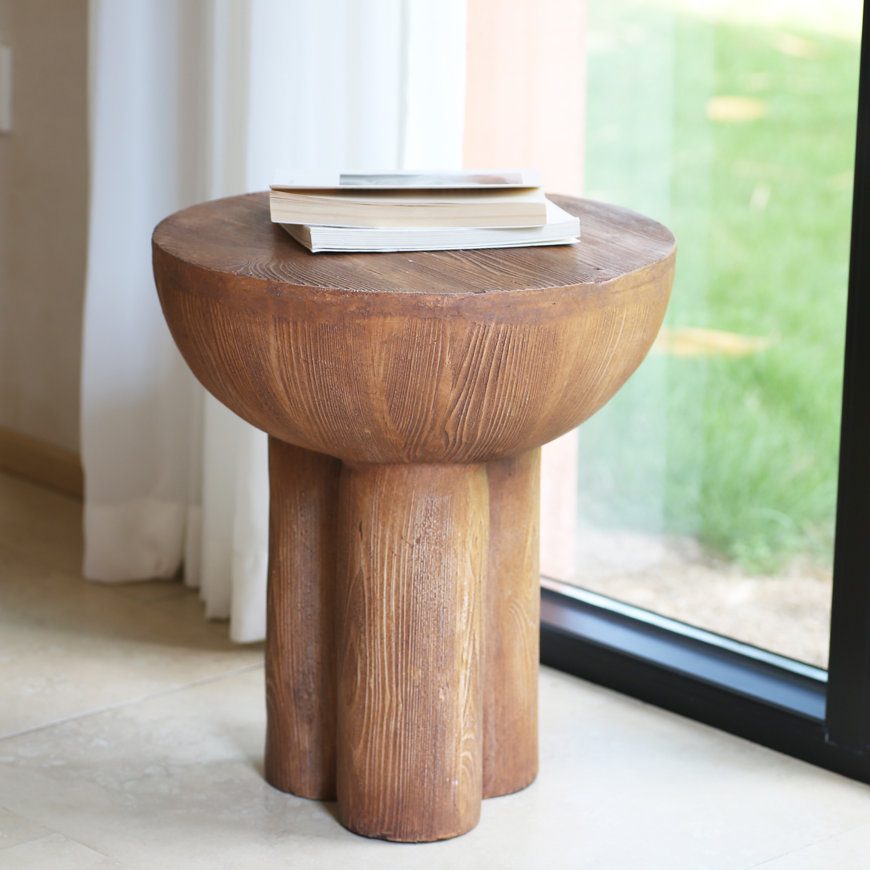 Christopher Knight Home Iris Modern Wood Grain Concrete Outdoor Round ...