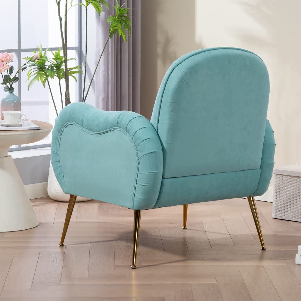 Coolbibila Cyan Snowflake Fabric Accent Armchair with Gold Metal Legs ...