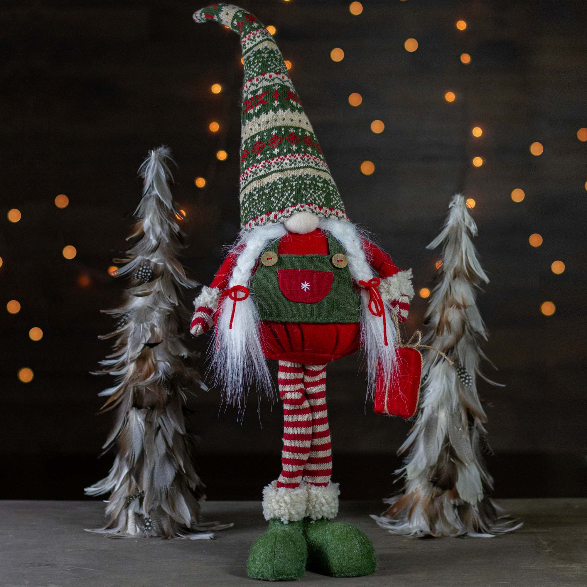 Northlight Fair Isle Standing Gnome Girl Christmas Figure - 28 inch ...