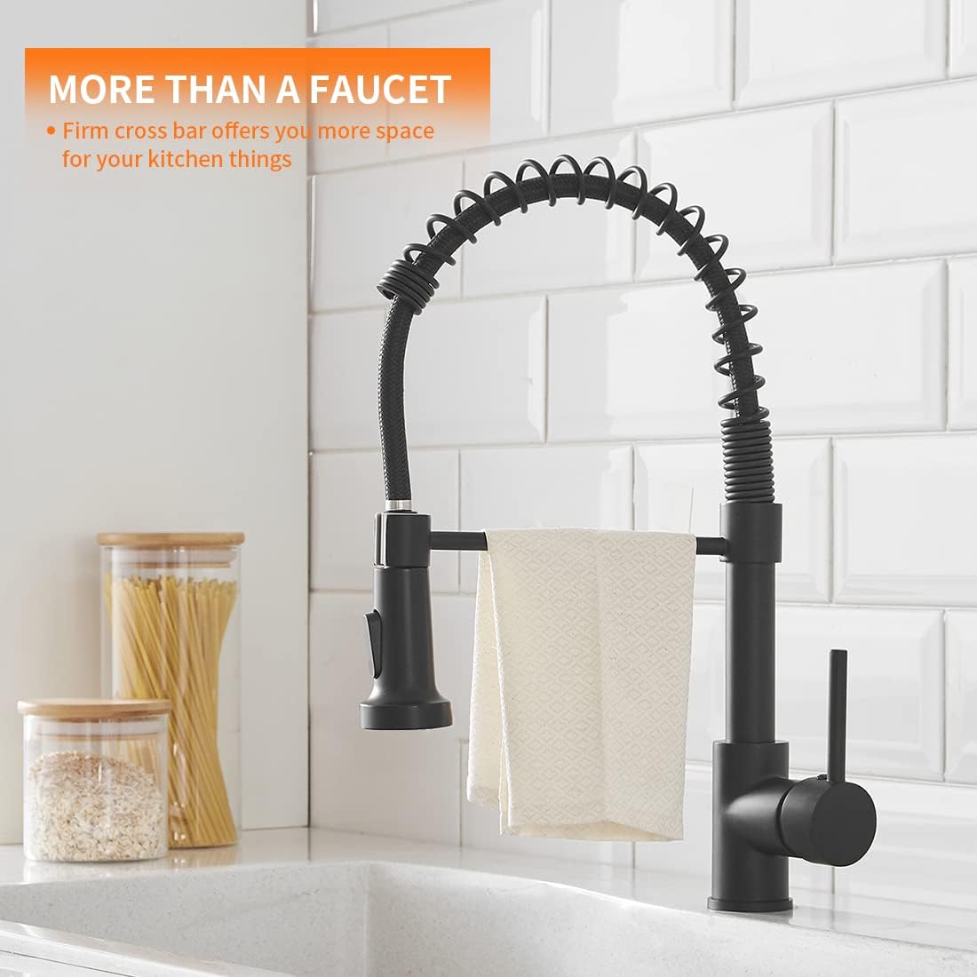 Owofan Black Kitchen Faucet with Pull Down Sprayer Stainless Steel ...