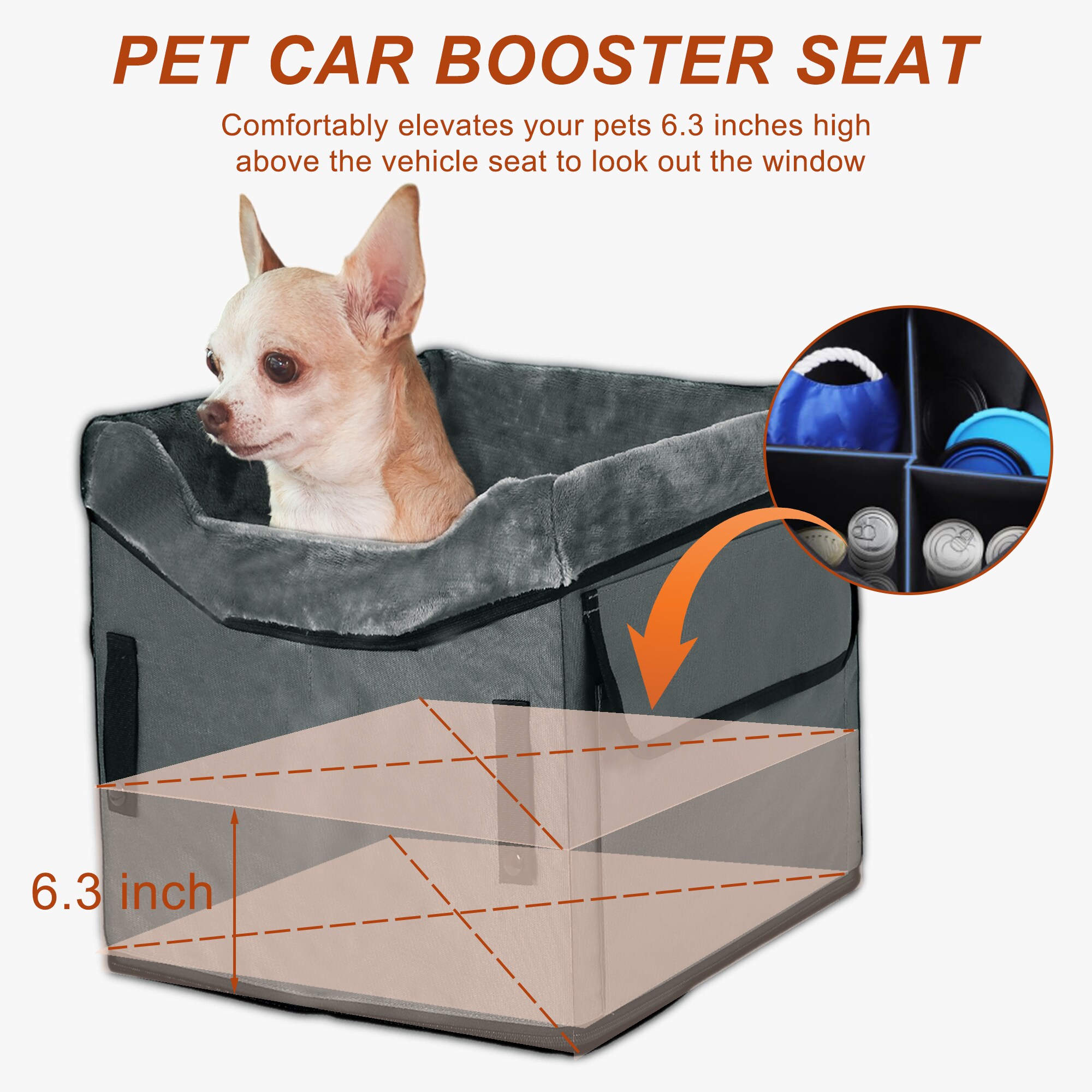 Unique Bargains Dog Car Seat for Small Dog Portable Dog Car Travel Bed ...