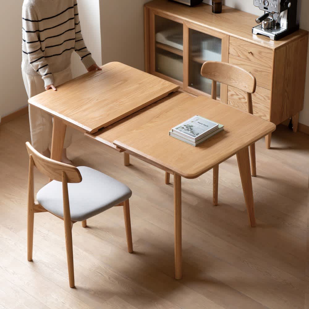 Coolbibila 47-in to 59-in Light Oak Extendable Dining Table Mid-Century ...