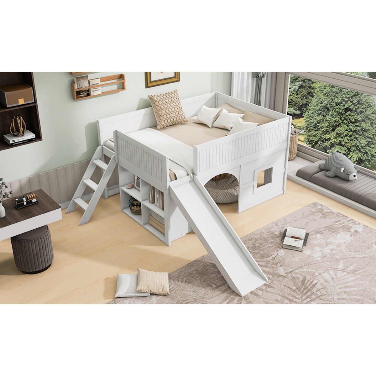 Streamdale Furniture Streamdale Full Size Wooden Low Loft Bed with ...