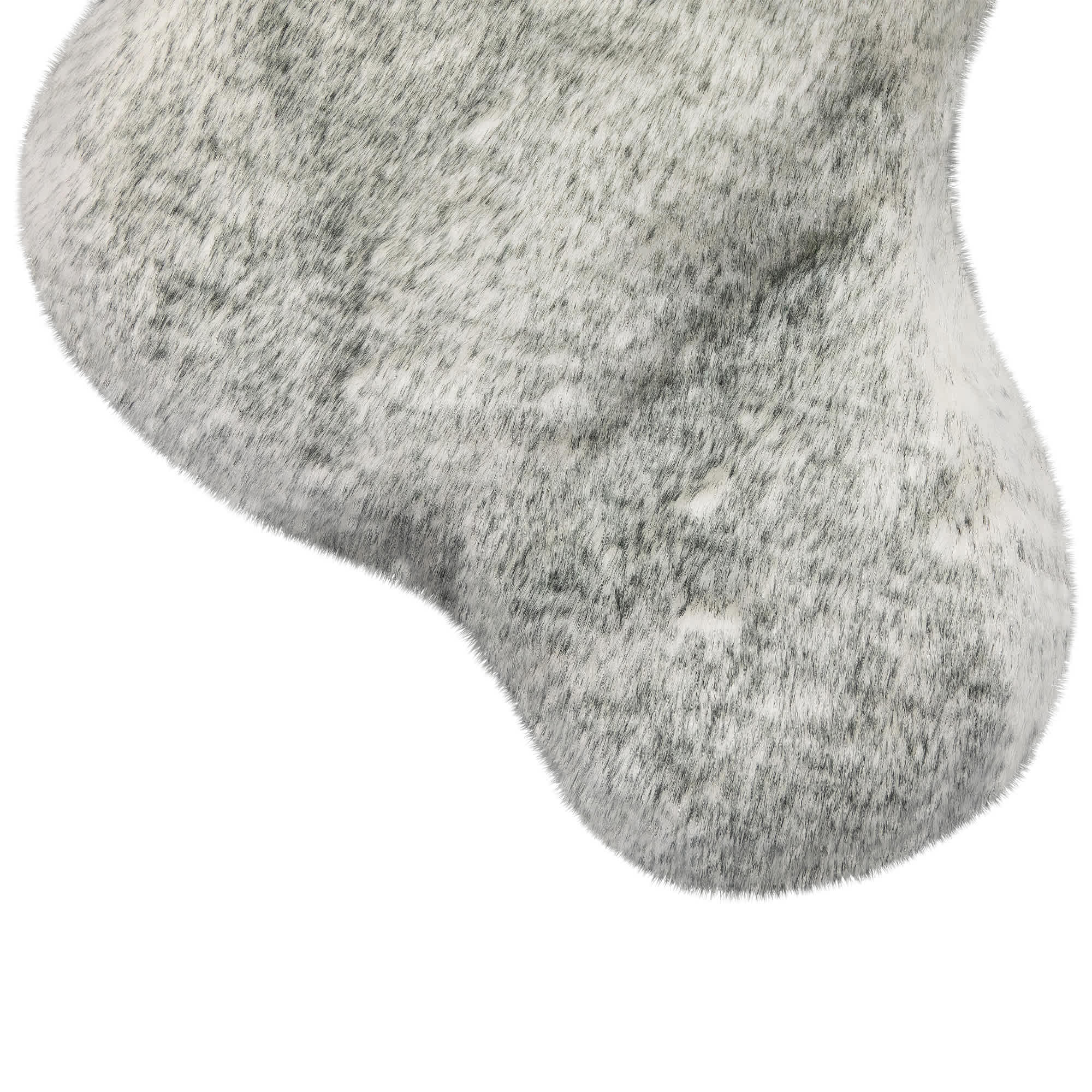 Northlight Silver Fox Faux Fur Christmas Stocking with Pom Poms - 20.5 ...