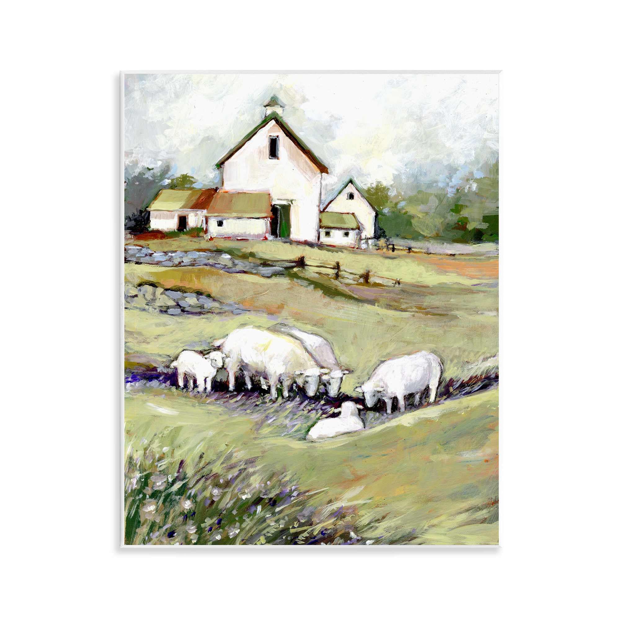 Stupell Industries Barn with Grazing Sheep Wall Plaque Art 11 x 14 in ...