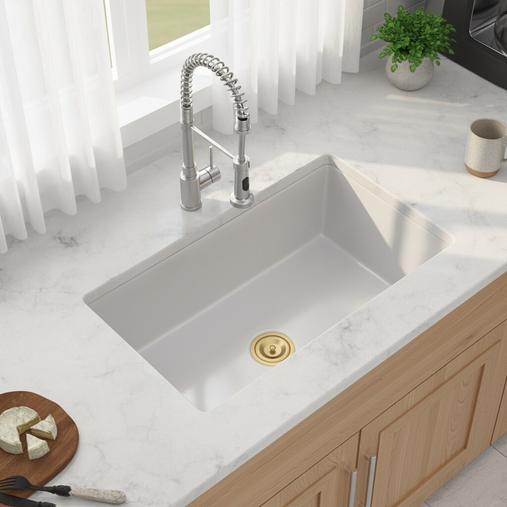 MYRYY Drop-in or Undermount 32-in x 19-in Ceramic Single Bowl Kitchen ...