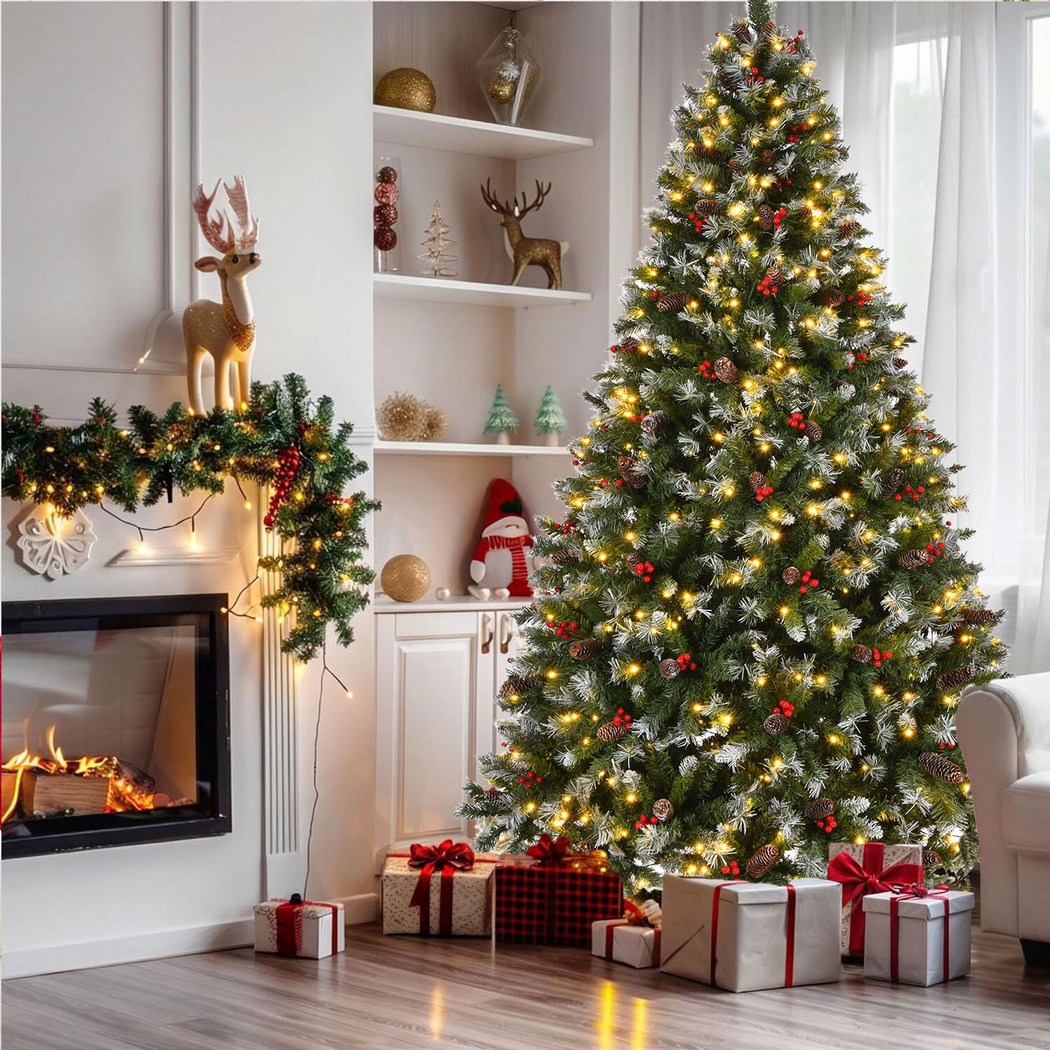 Streamdale Furniture Streamdale Pre-Lit Frosted Pine Christmas Tree 7 ...