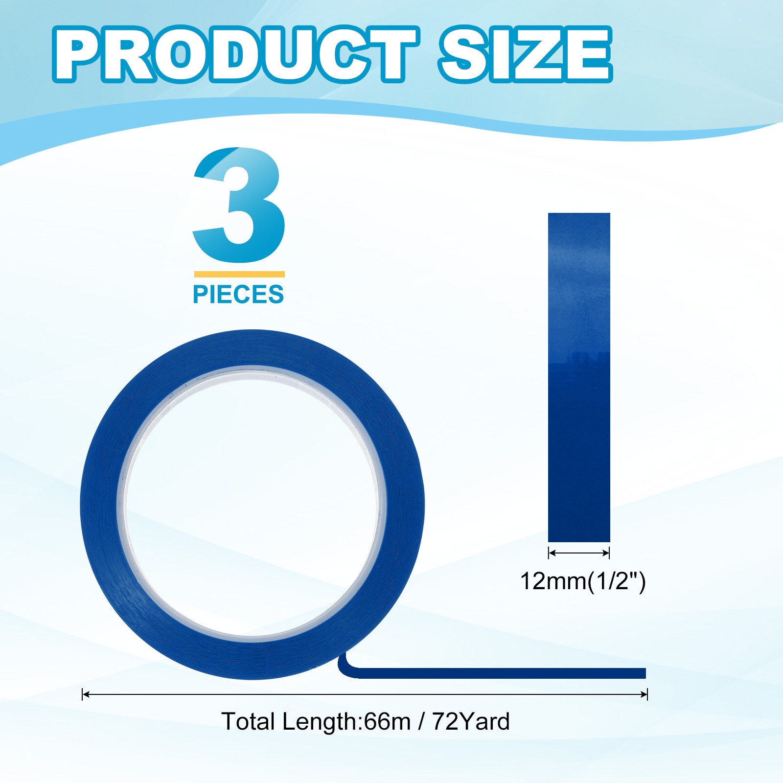 Unique Bargains 3pcs Whiteboard Tape 1/2-Inch x 72 Yard Pinstripe ...