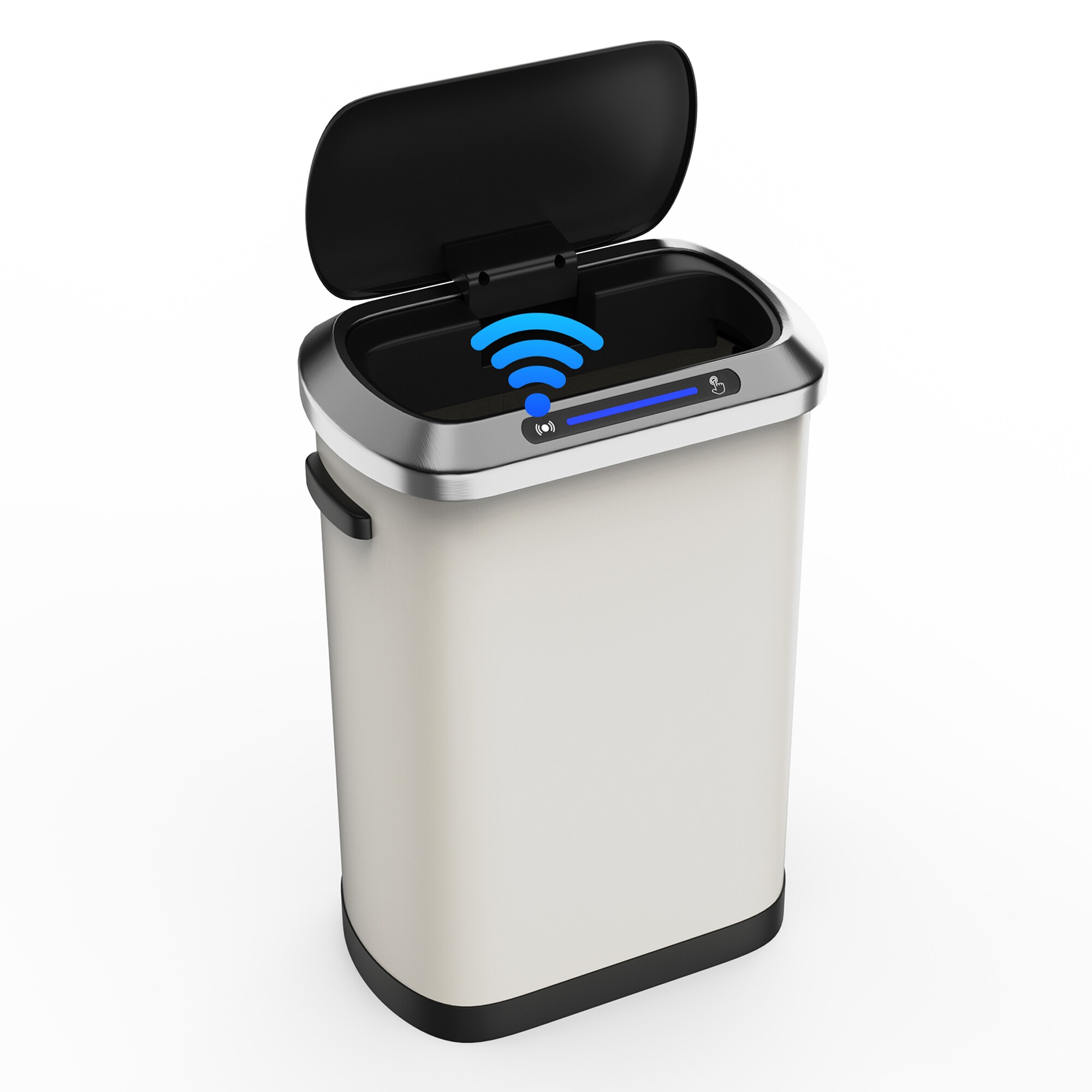 JJJ 13 Gallon White Steel Indoor Kitchen Motion Sensing Trash Can in ...