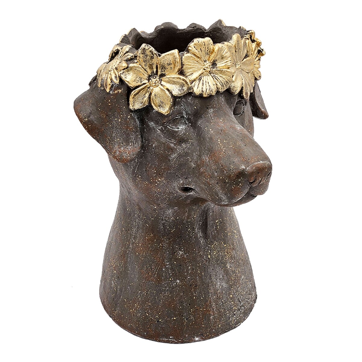 Blisstyle 9.3x9.3x13 Inch Magnesium Dog Statue Planter with Textured ...