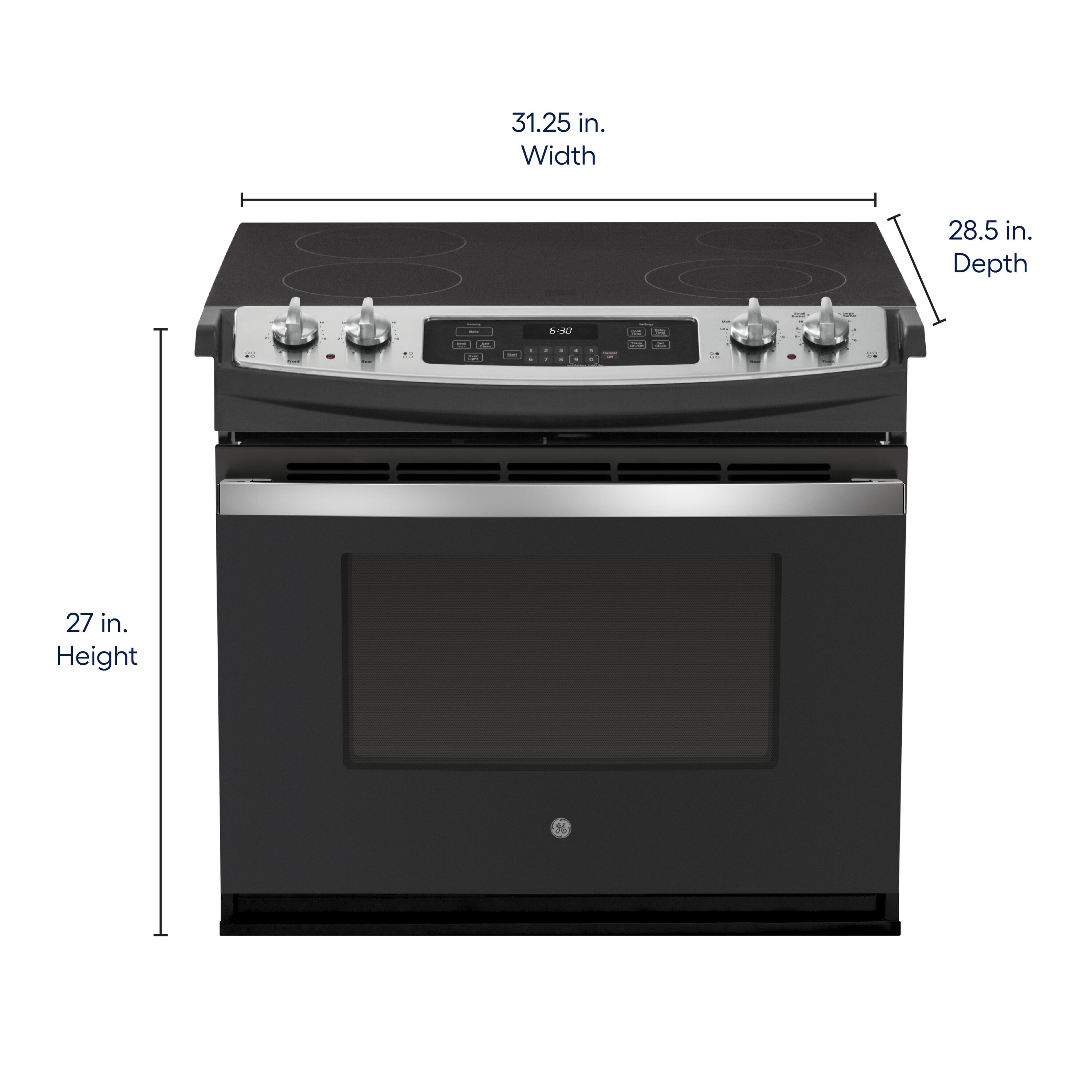 GE 30-in Glass Top 4 Burners 4.4-cu ft Self-Cleaning Drop-In Electric ...