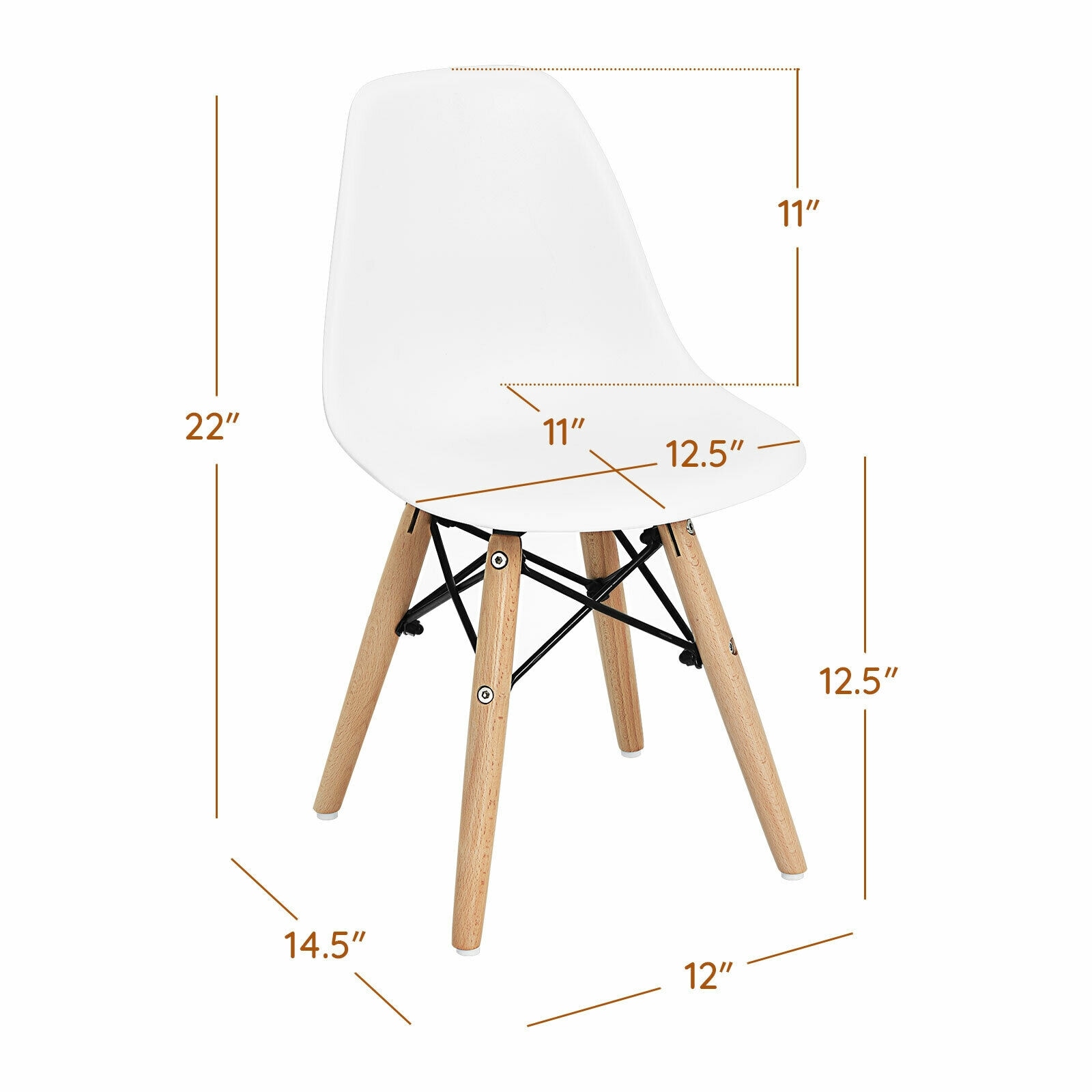 Slickblue Set of 4 White Kids Chair with Ergonomic Backrest Beech Wood ...