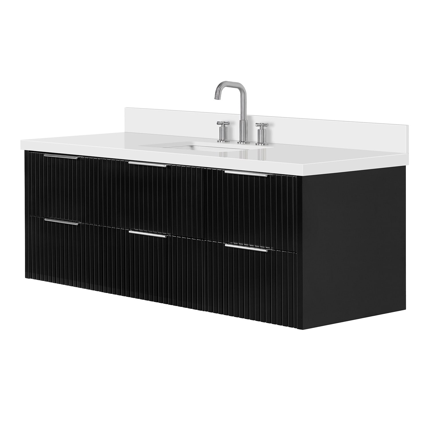 ARIEL Lucia 60-in Black Undermount Single Sink Floating Bathroom Vanity ...